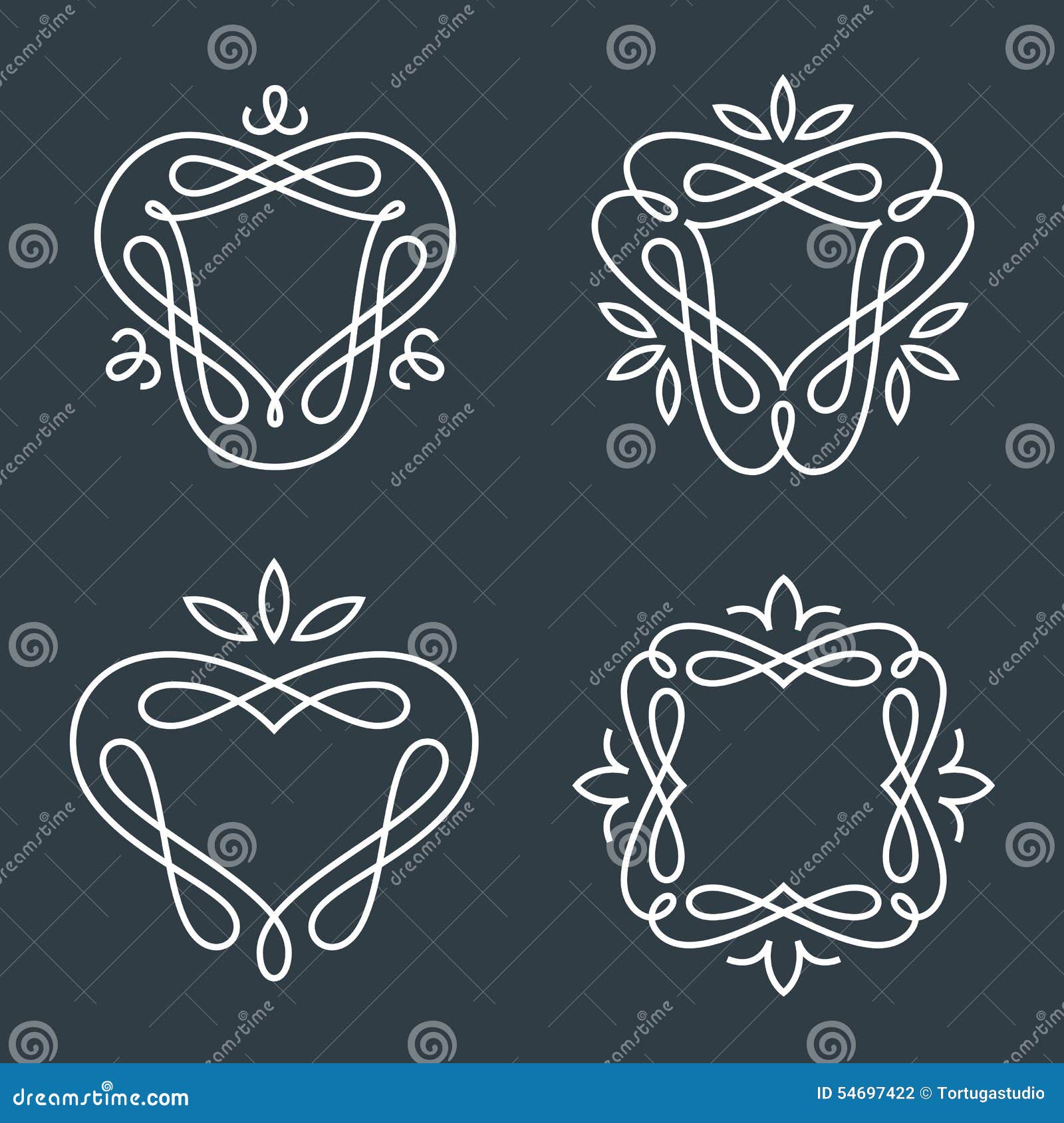 Set of Simple Line Art Monogram Logo Design Stock Vector - Illustration ...