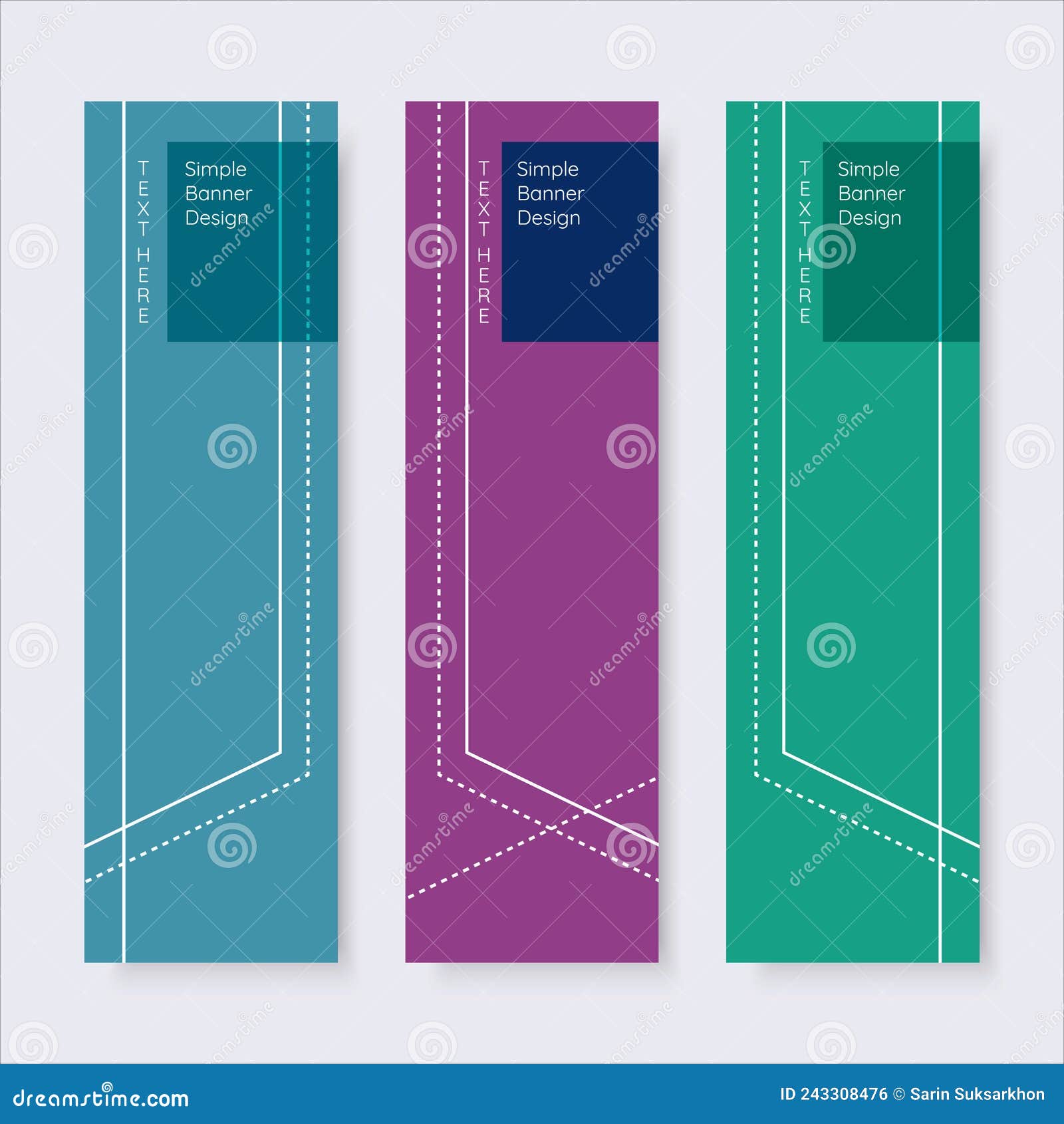 Set of Simple Line Banner Design in Vertical Style Stock Vector ...