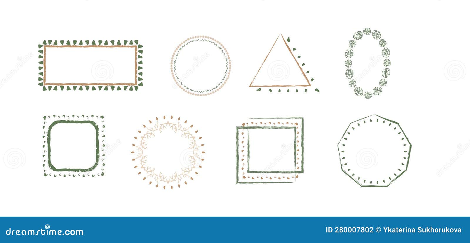 Set of Simple Line Frames. Easily Editable Vector Edges. Collection of ...