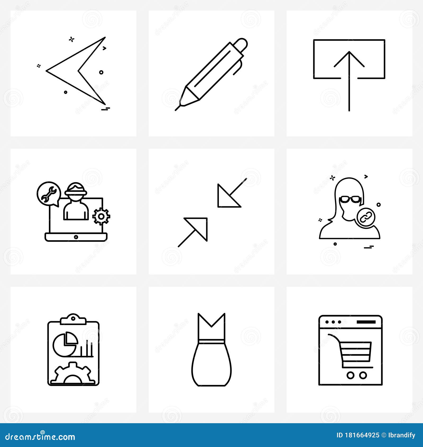 Set of 9 Simple Line Icons of Interface, Arrows, Arrow, Hardware ...