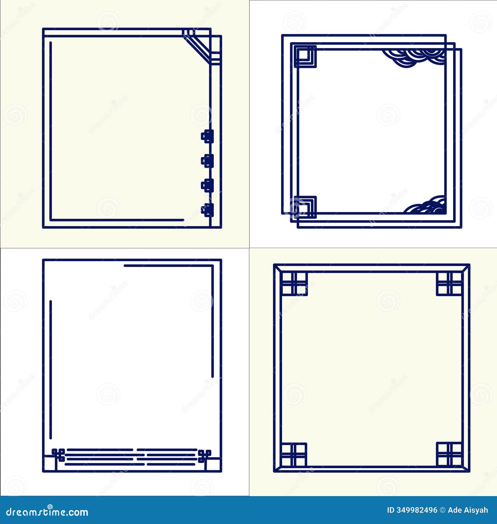 Set of Simple Line Japanese Frame Stock Illustration - Illustration of ...