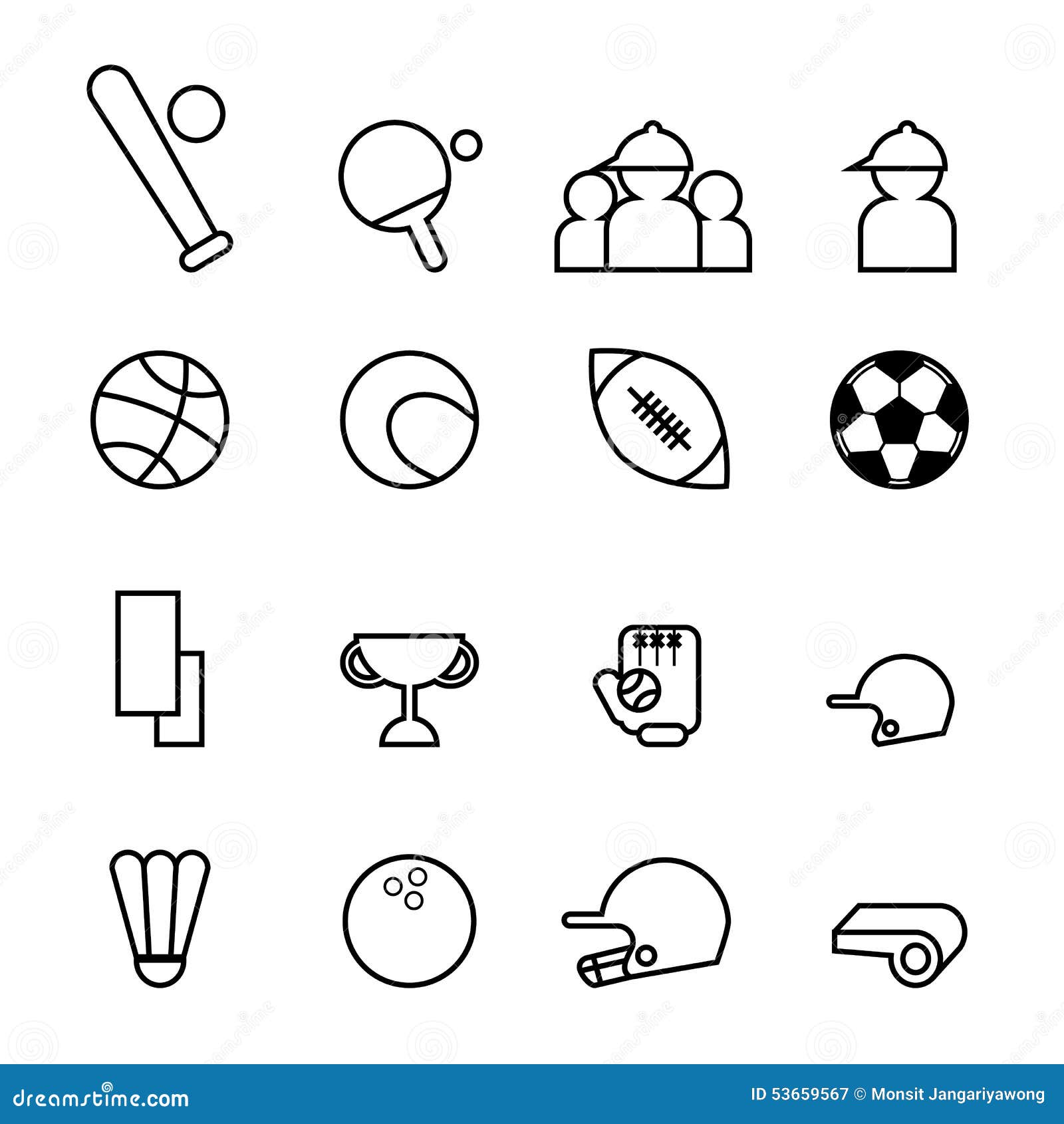 Set Of Simple Line Sport Icons Vector Illustration | CartoonDealer.com ...