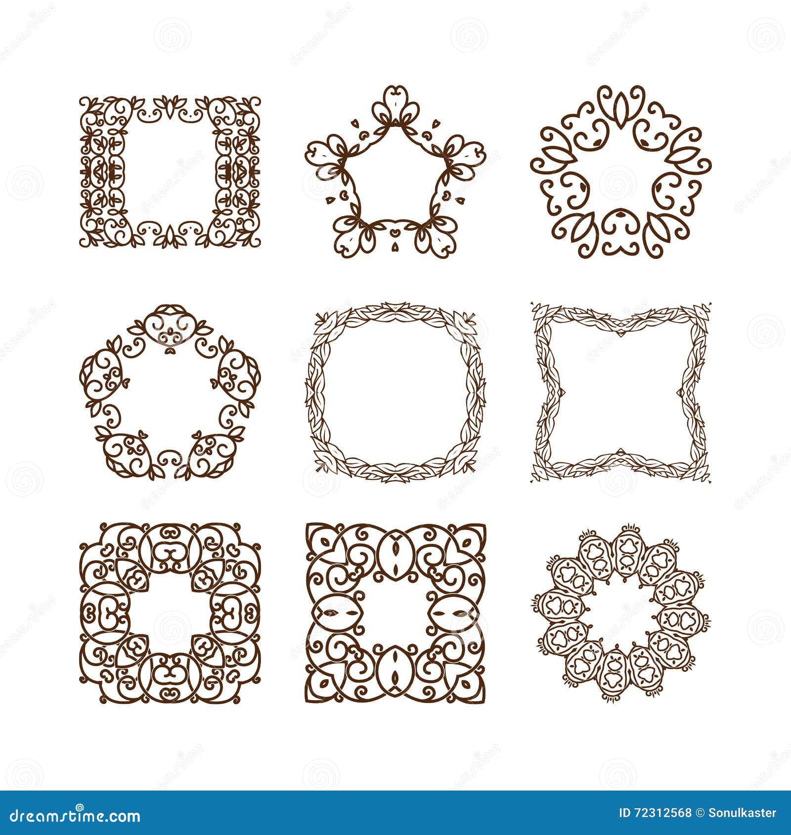 Set of Simple Linear Monograms. Stock Vector - Illustration of ...