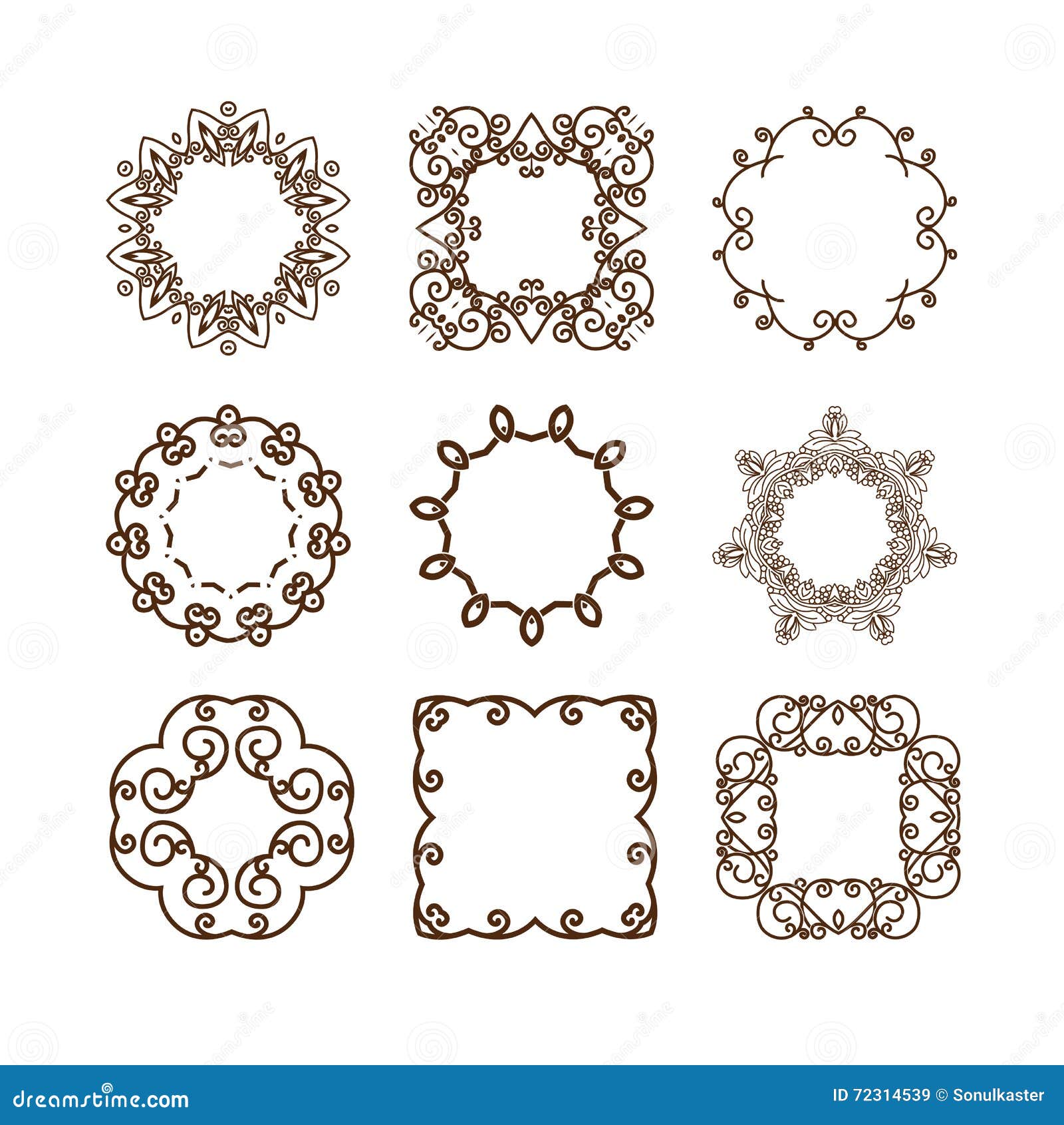 Set of Simple Linear Monograms. Stock Vector - Illustration of elegance ...