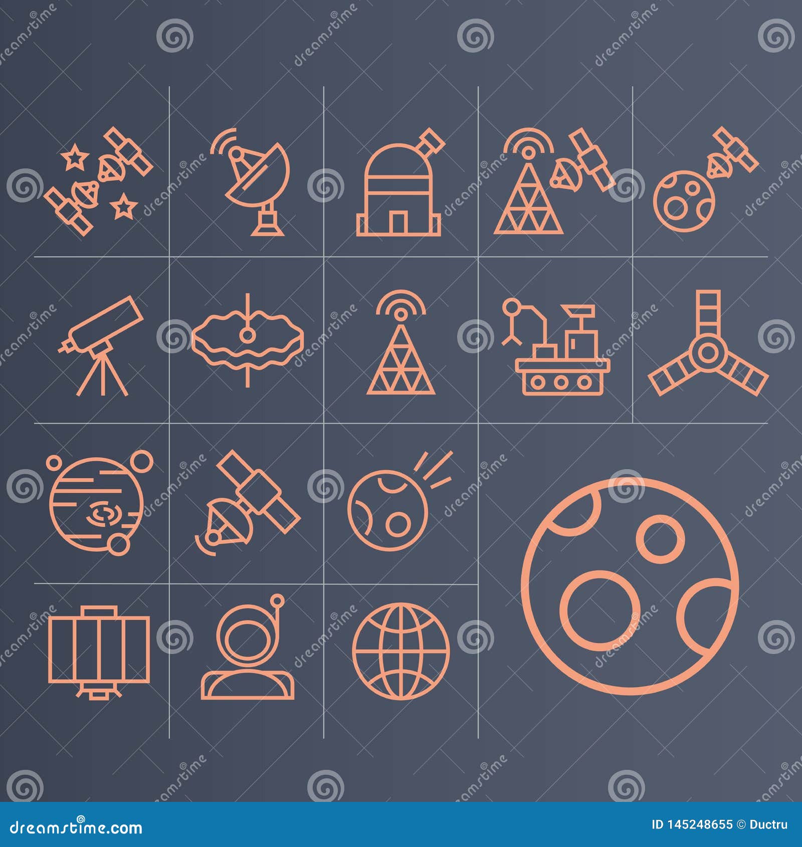 Set of Simple Linear Space Icons Stock Vector - Illustration of ...