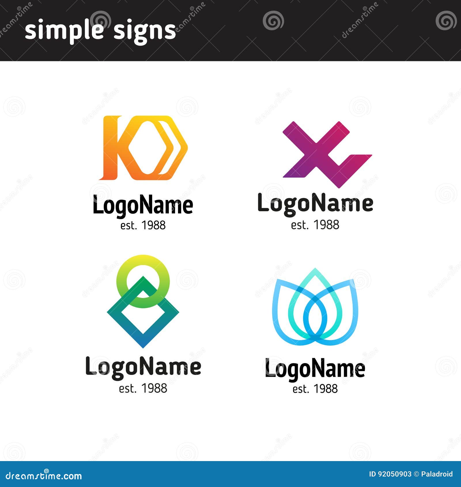 A set of simple logos stock vector. Illustration of element - 92050903