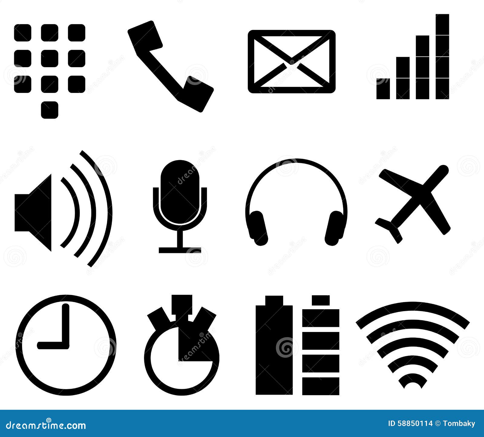 Set of Simple Modern Icons for Smartphone Stock Illustration ...