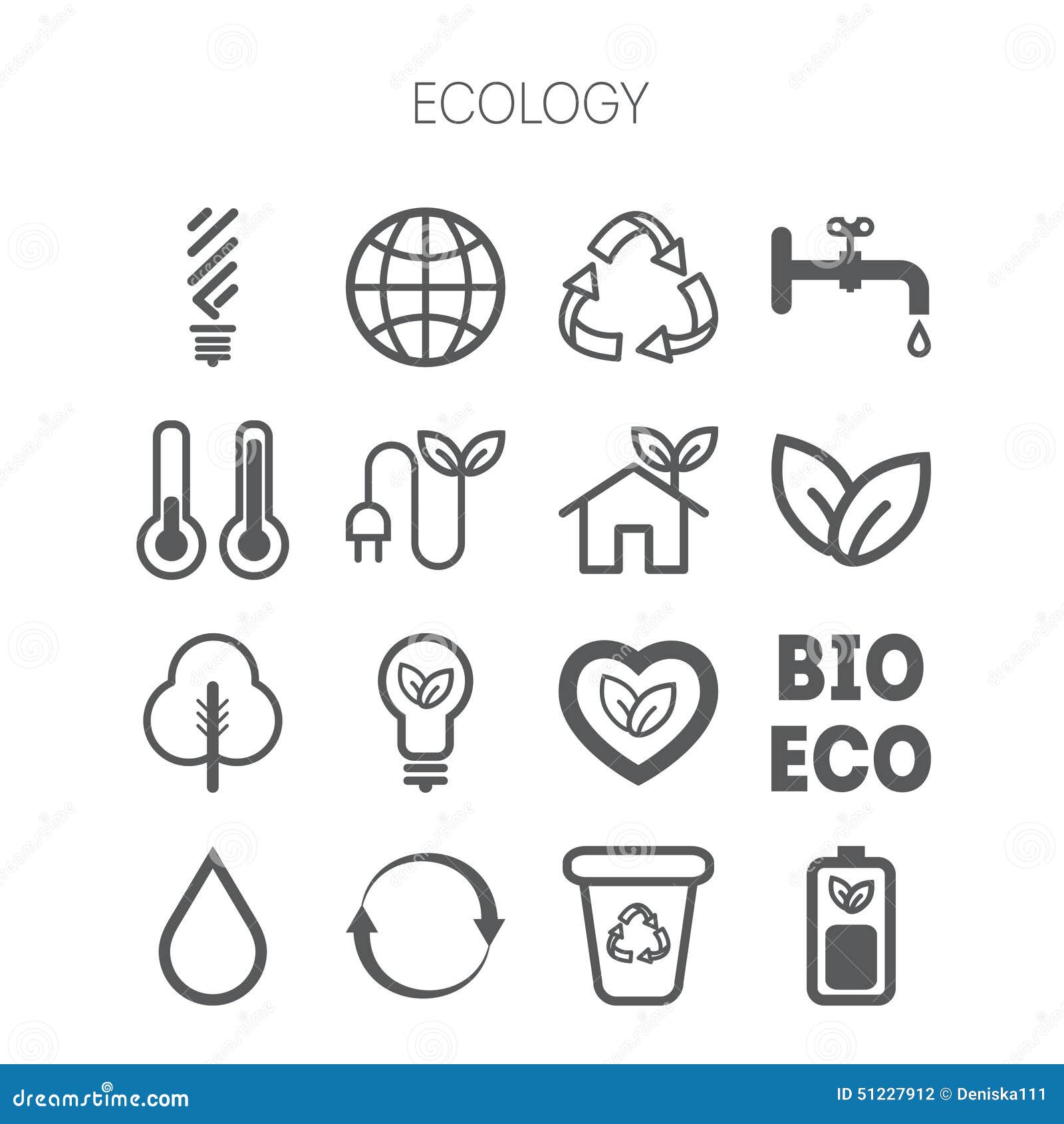 Set of Simple Monochromatic Ecology Icons Stock Vector - Illustration ...