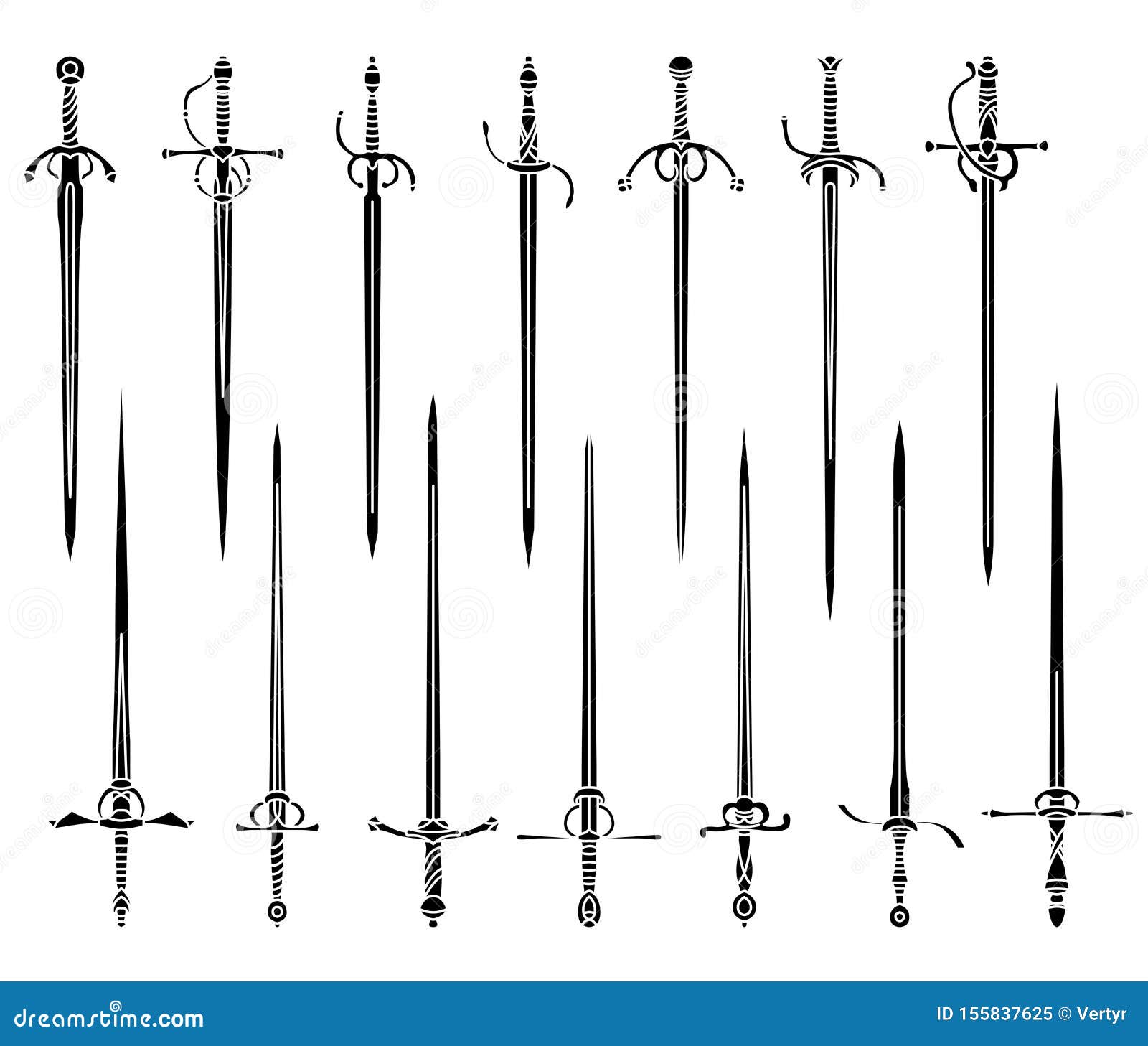 Set of Simple Monochrome Images of Rapiers and Epees. Stock Vector ...