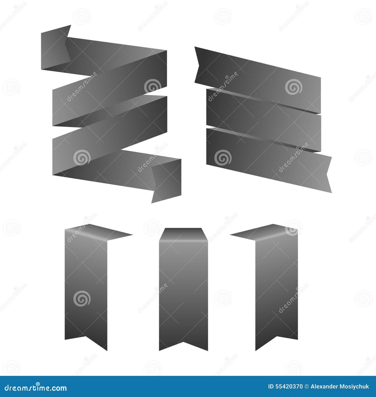 Set of Simple Monochrome Ribbon Banners. Vector Illustration. Stock ...