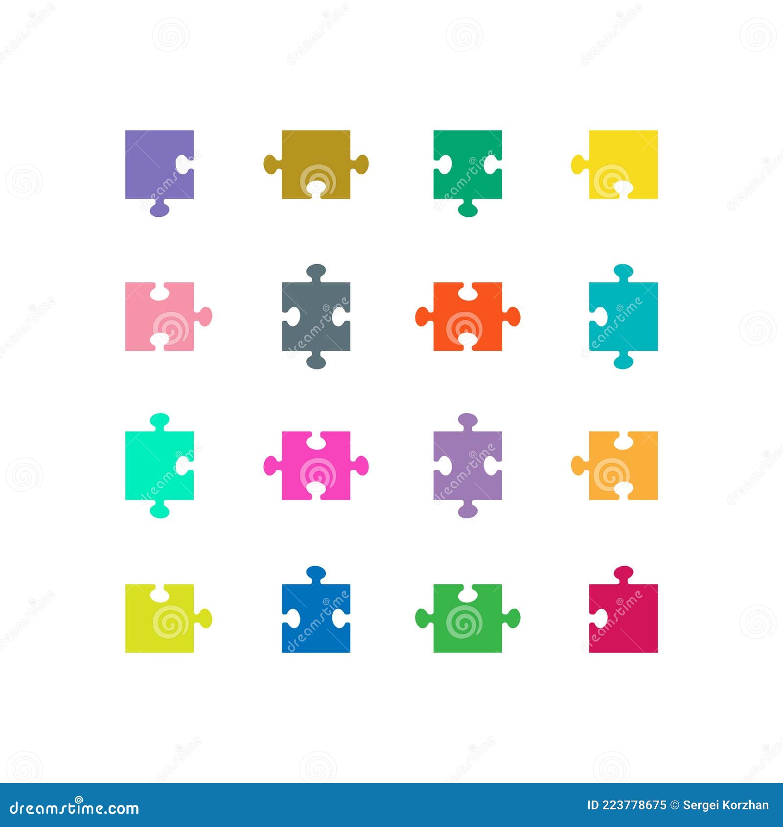 A Set of Simple Multi-colored Puzzle Pieces on a White Background ...
