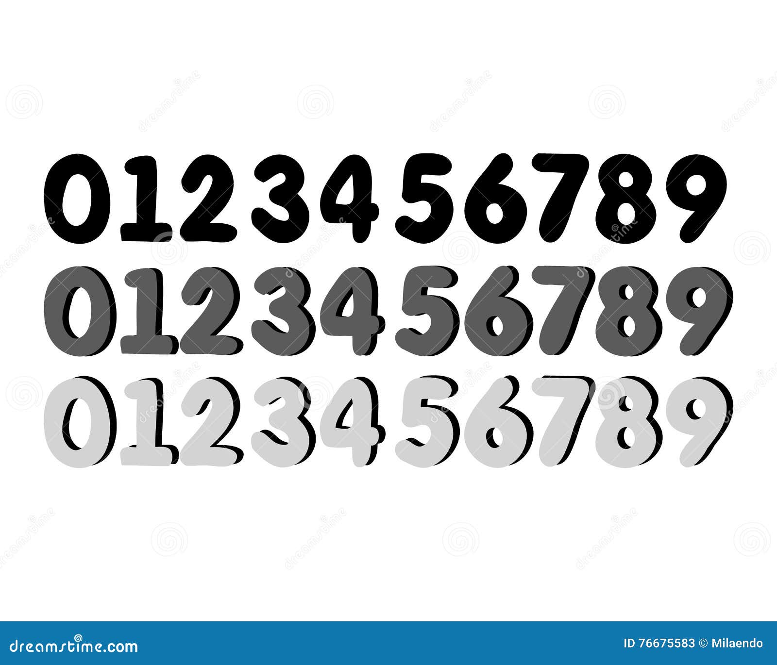 The set of simple numbers stock vector. Illustration of icon - 76675583