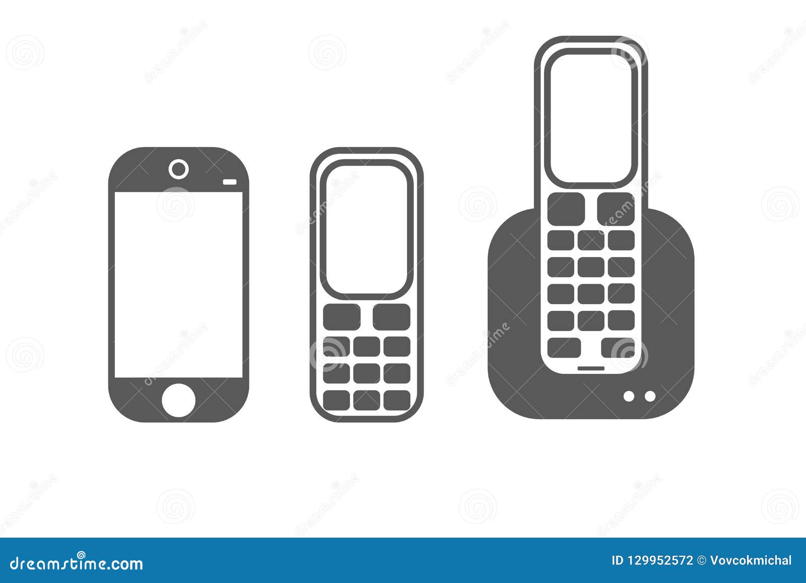 Phone icon set stock vector. Illustration of buttons - 129952572
