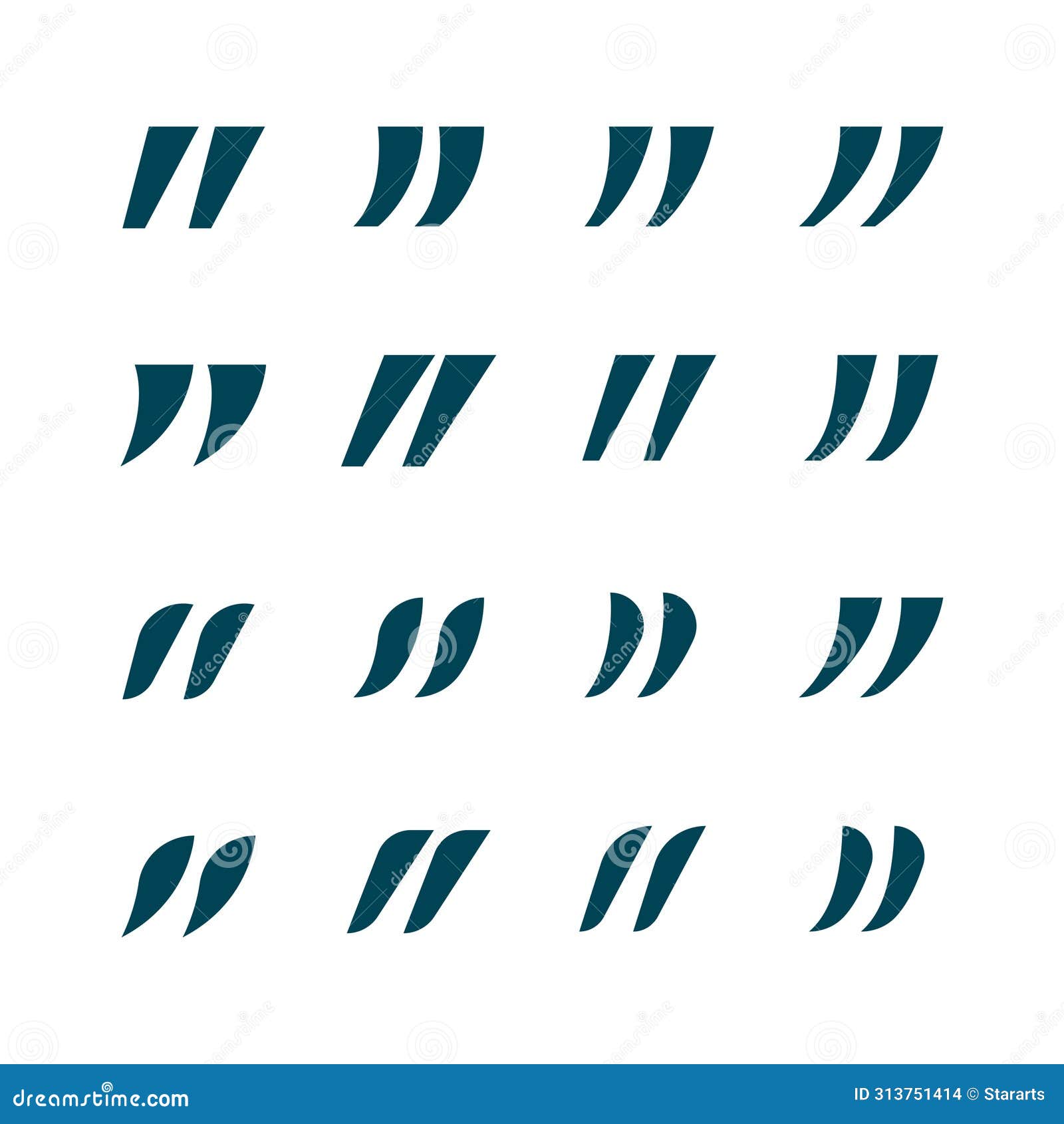 Quote Mark Grunge Texture Icon Set. Black Double Comma, Speech ...