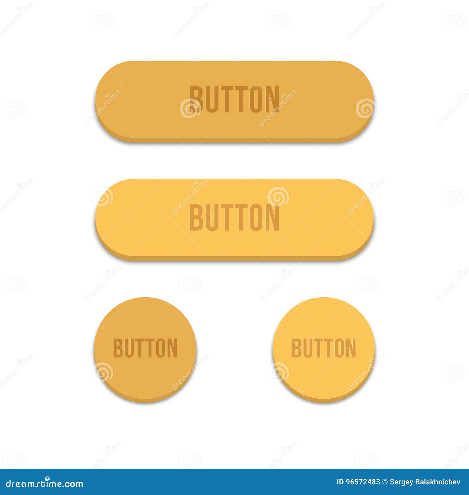 Set of Simple Round Brown Buttons for Web Sites. Buttons of Yellow ...