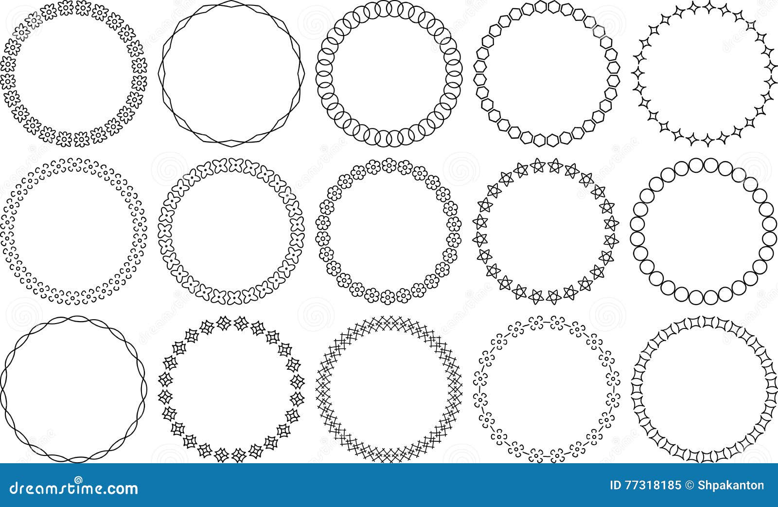 Set of 15 Simple Round Frames. Stock Illustration - Illustration of ...