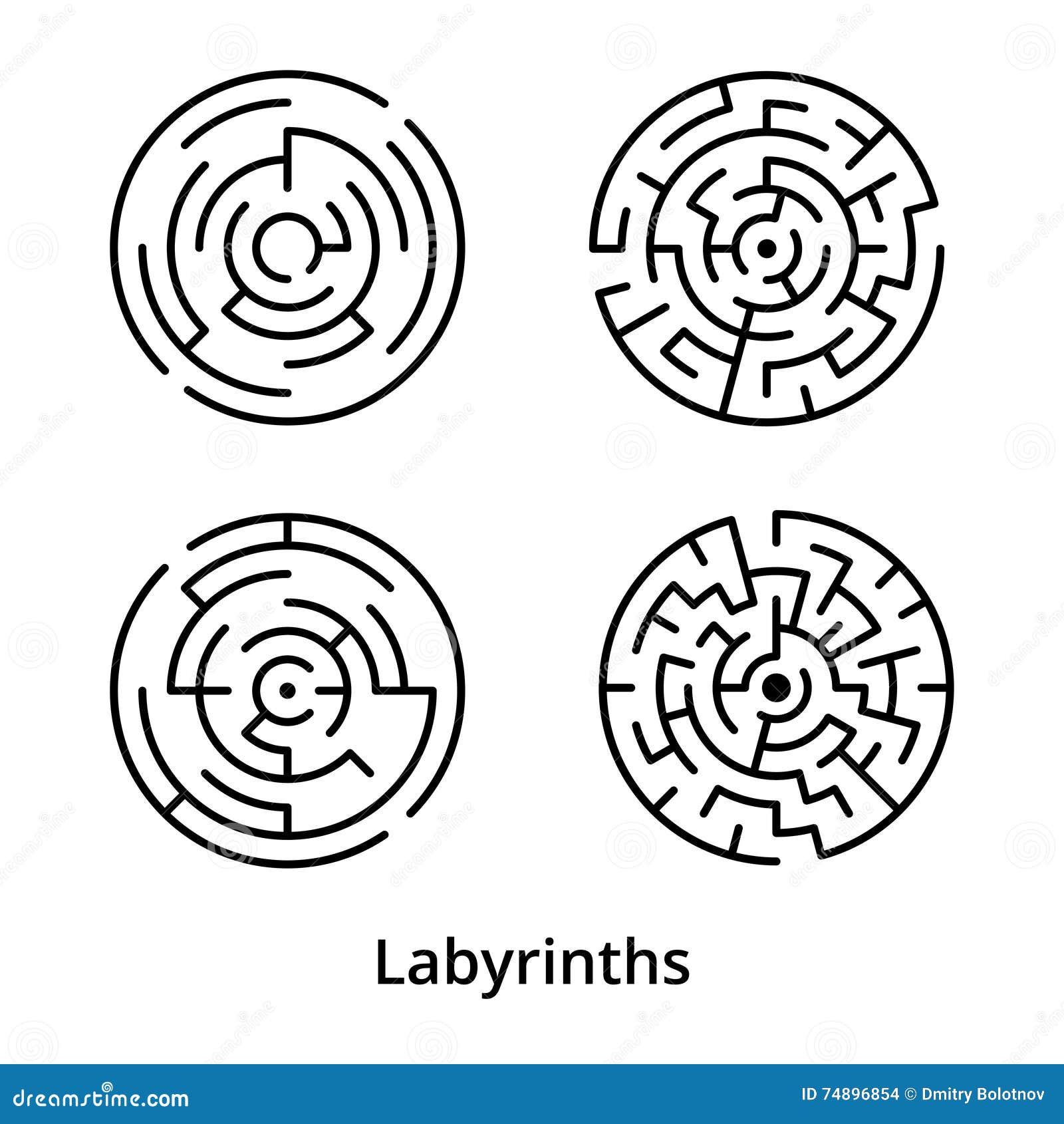 Labyrinths, Circular And Square Labyrinth. Out Of The Labyrinth Royalty ...