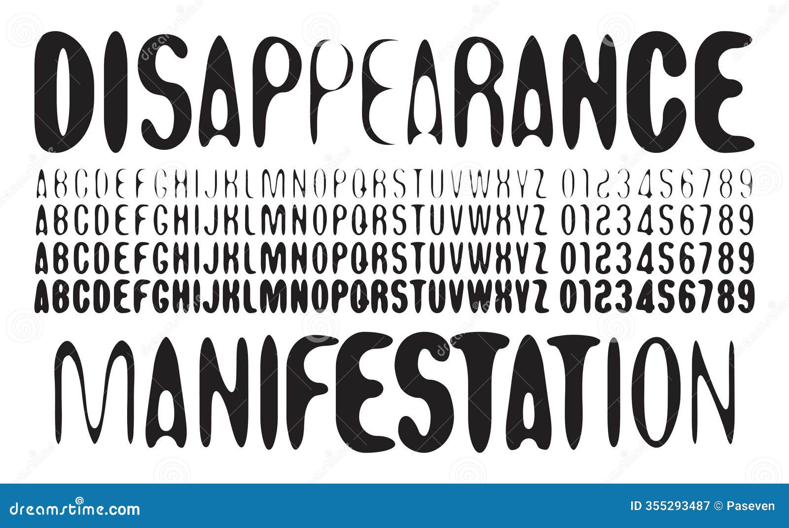 Simple Rounded Distorted Font Stock Illustration - Illustration of bold ...