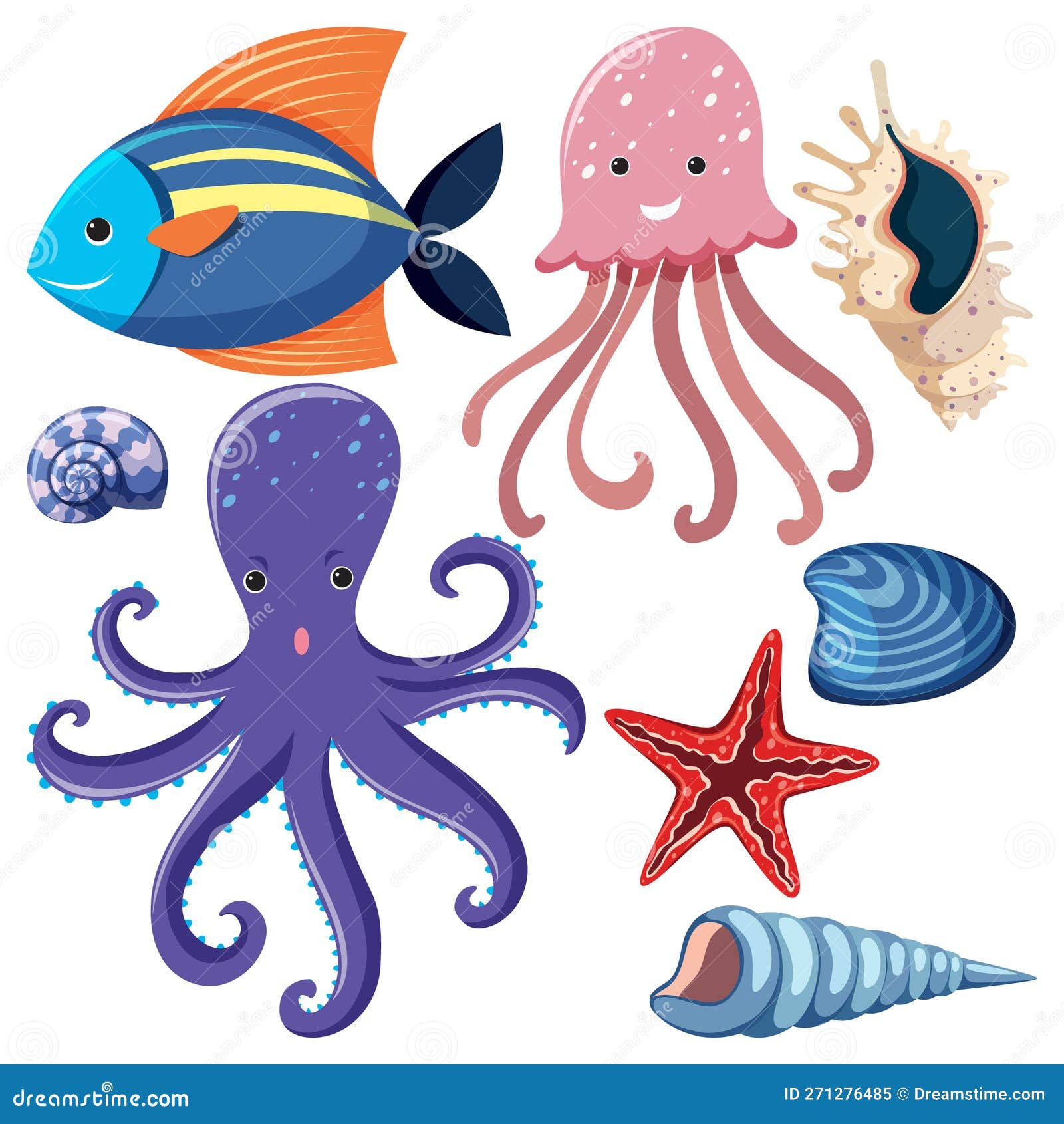 Set of Simple Sea Underwater Creature Stock Vector - Illustration of ...