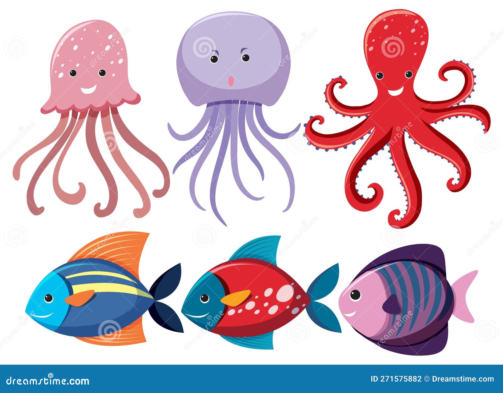 Set of Simple Sea Underwater Creature Stock Vector - Illustration of ...