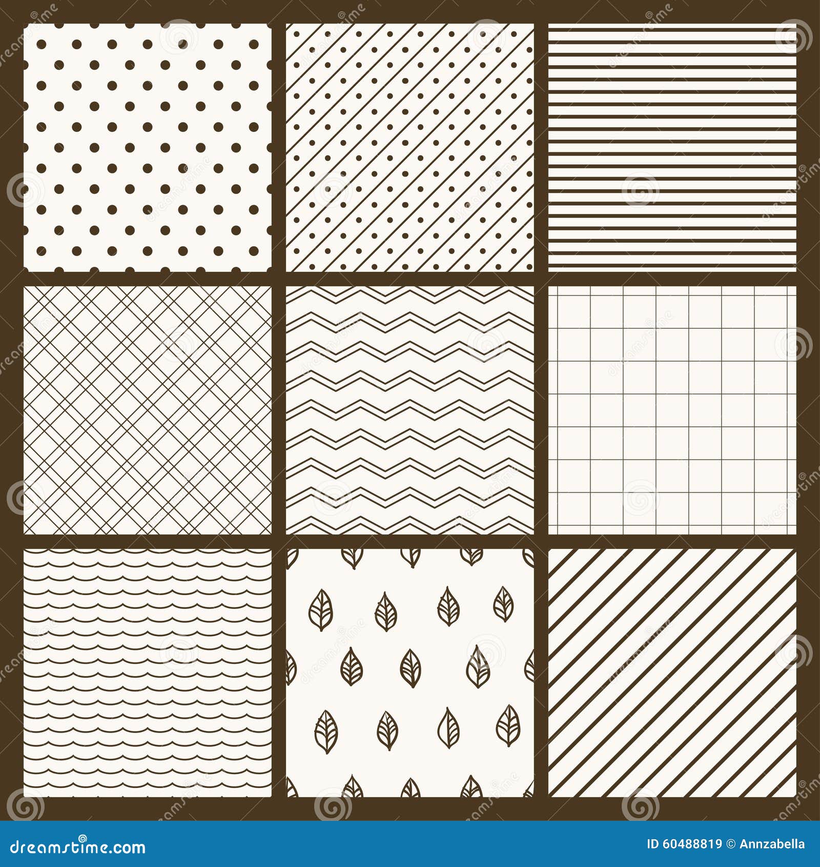 Set of 9 Simple Seamless Monochrome Patterns Stock Vector ...