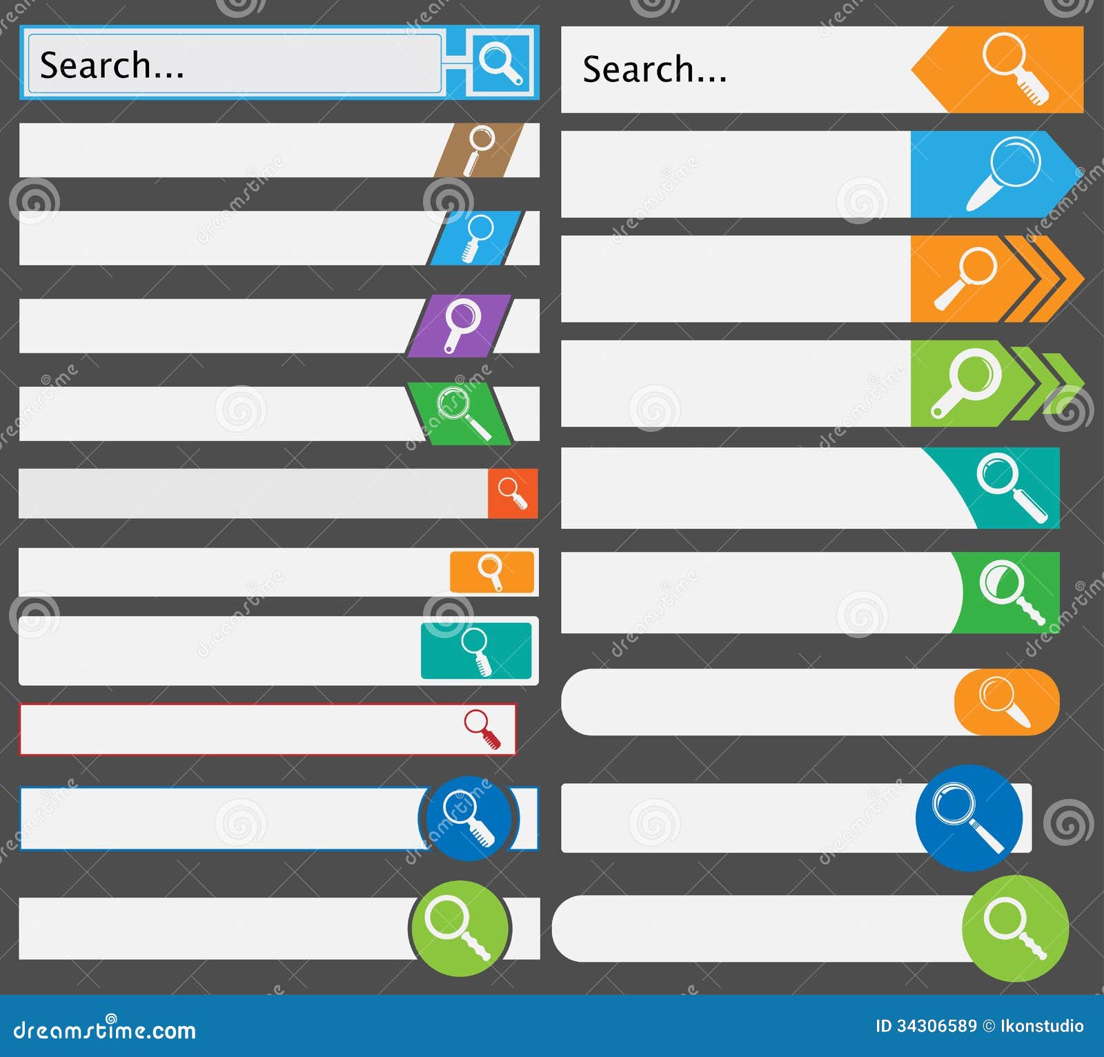 Set of Simple Search Bars stock vector. Illustration of internet - 34306589
