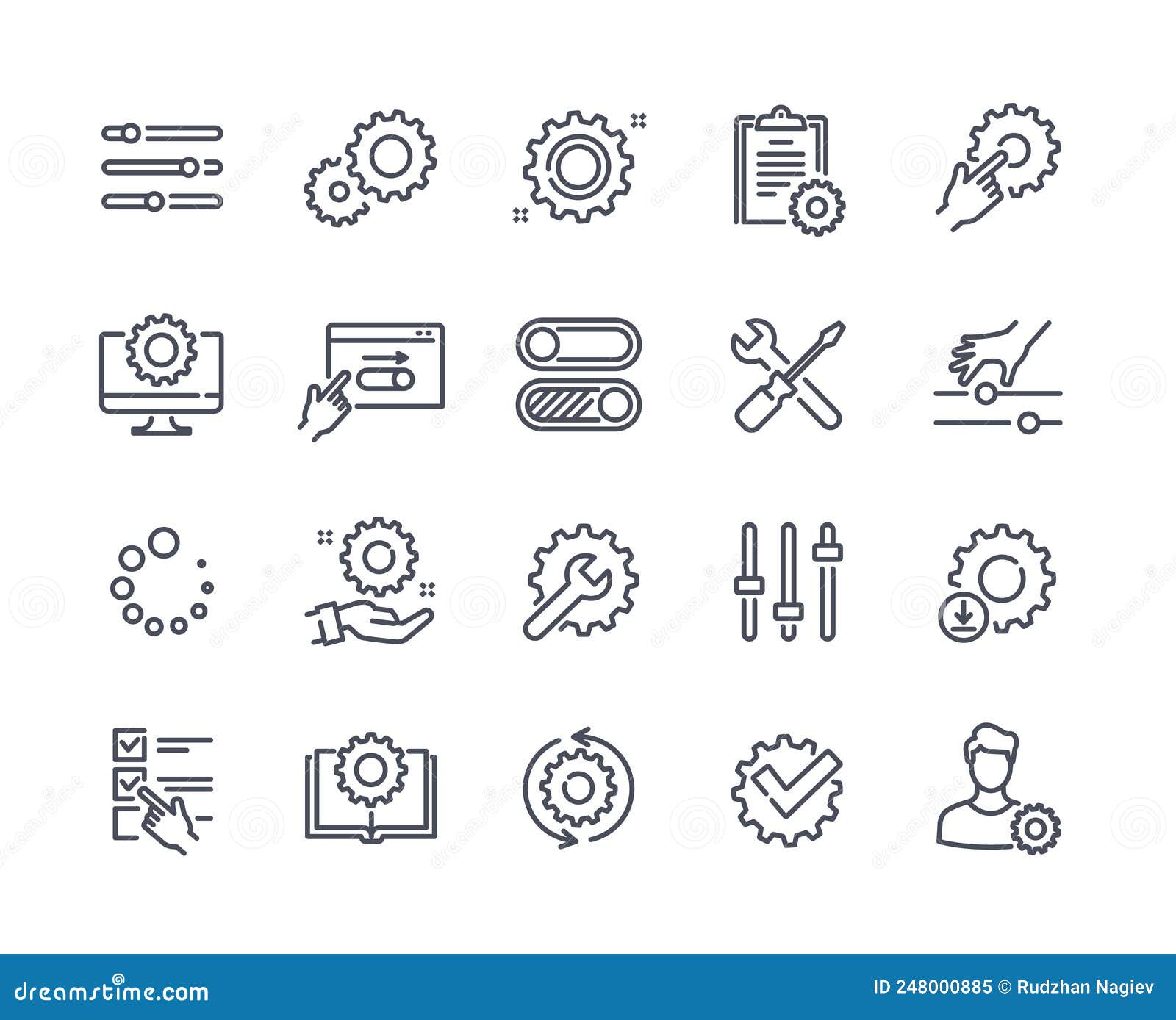 Simple Set Of Setup, Repair And Settings. Gear, Screwdriver And Wrench ...
