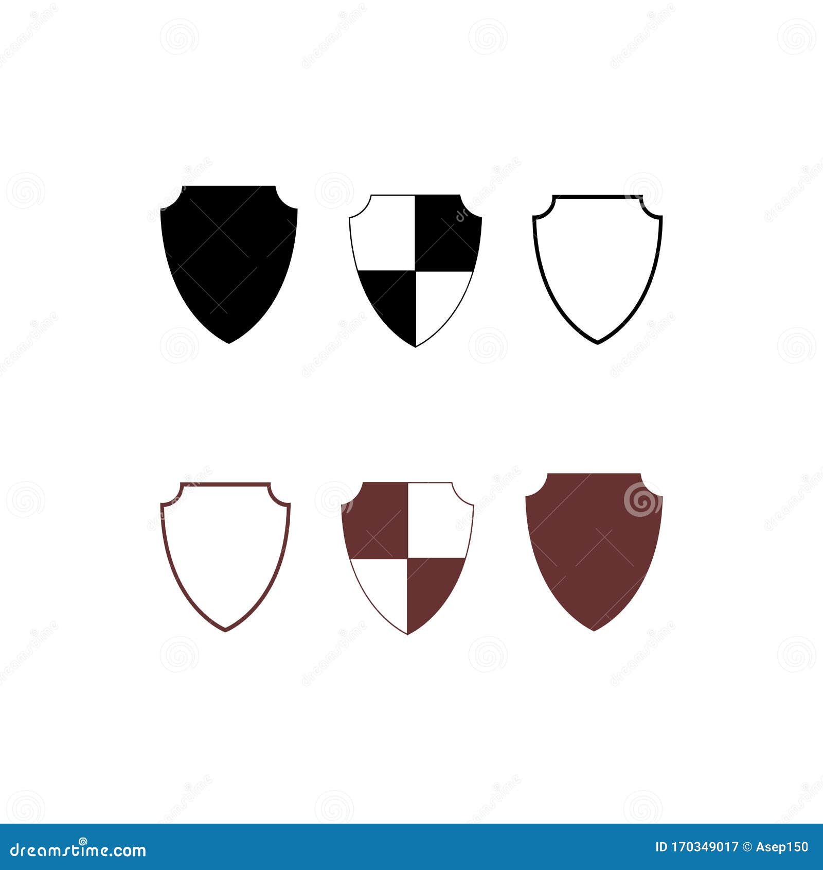 Set Simple Shield Logo and Icon Stock Vector - Illustration of ...