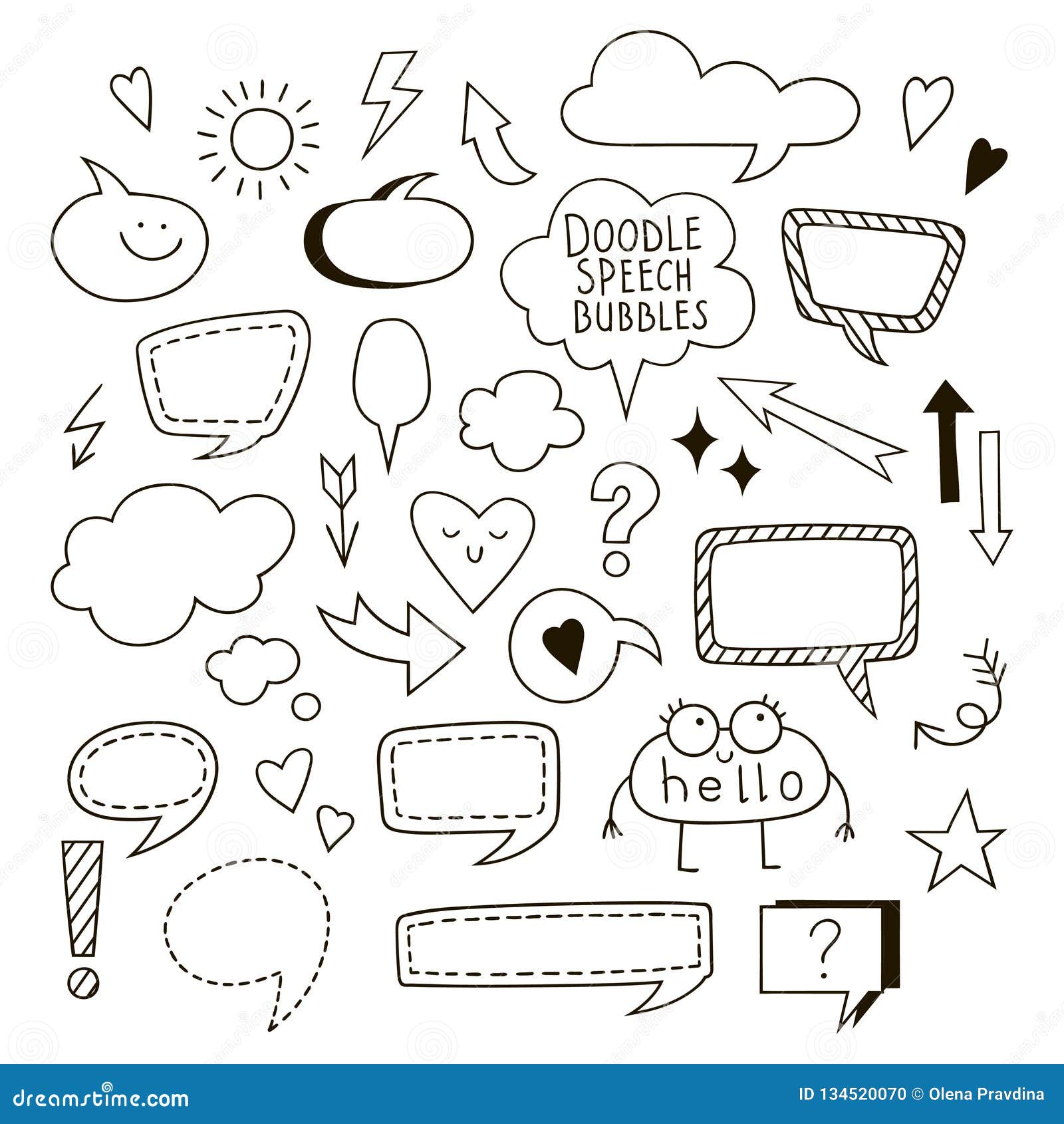 Set of Simple Speech Bubbles, Dialog Balloons and Arrows Stock Vector ...
