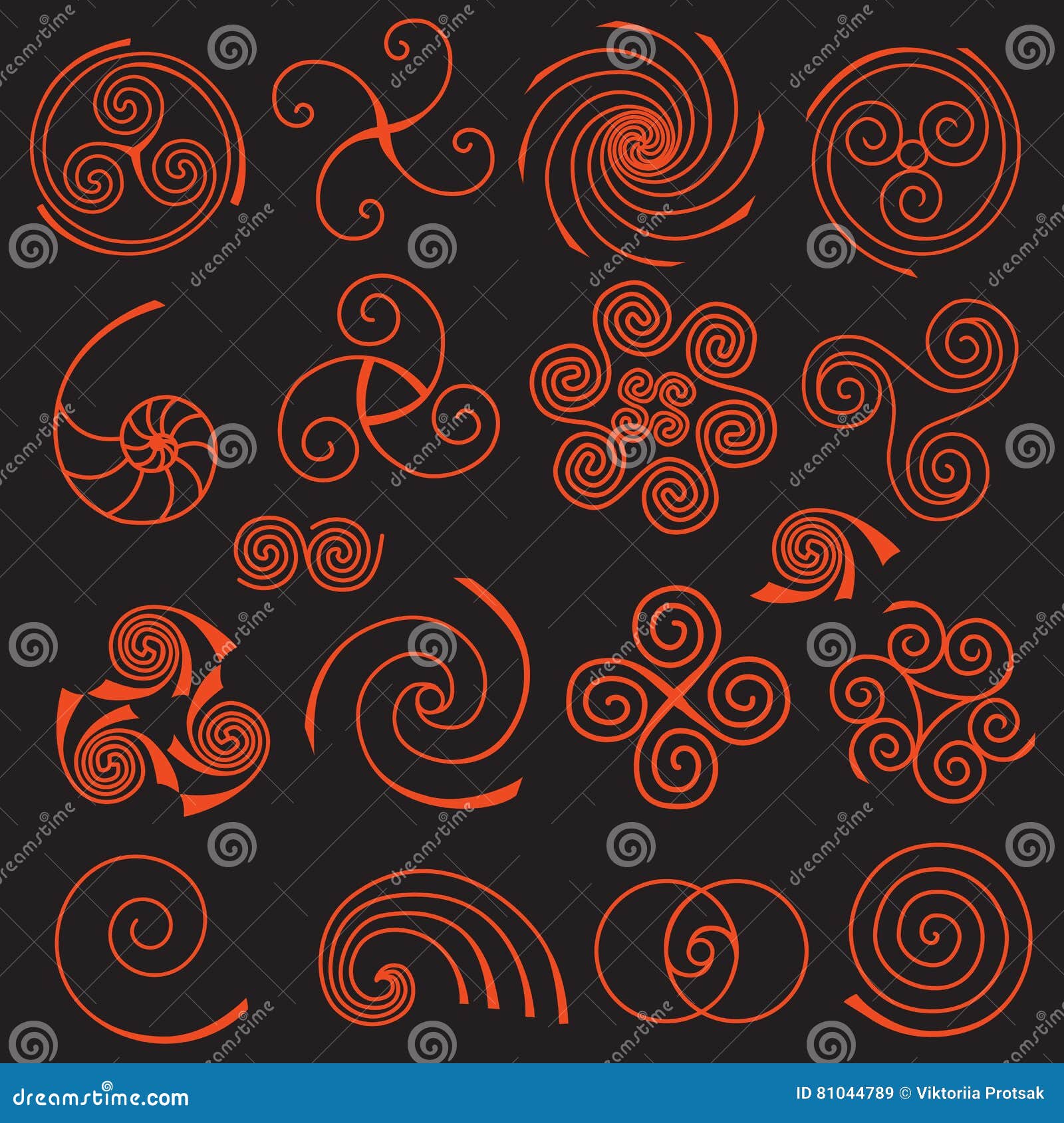 Set of Simple Spiral Elements Stock Vector - Illustration of line ...