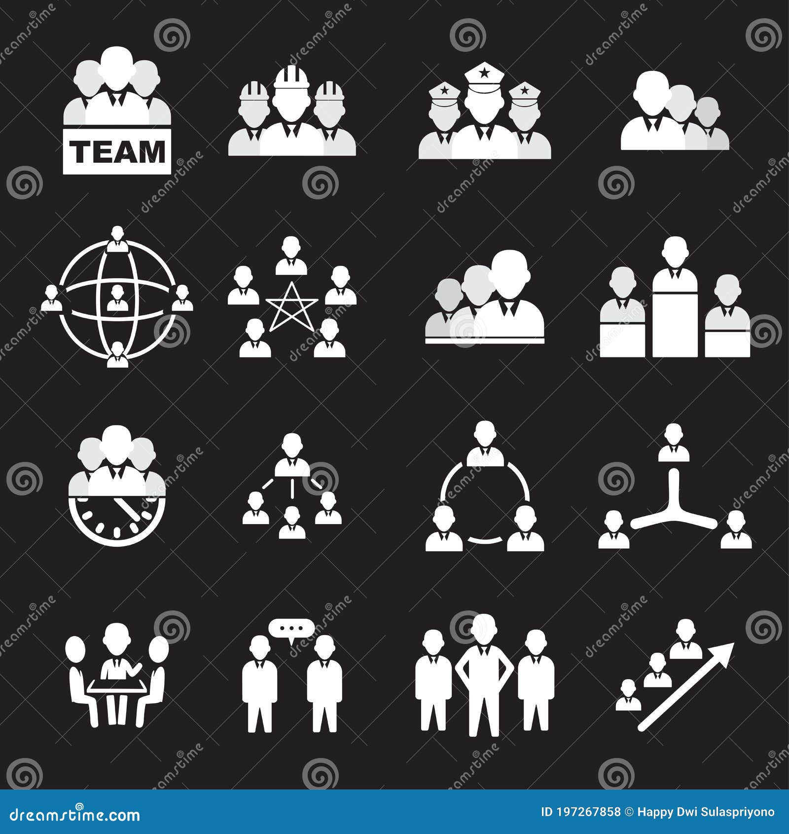 Set of 16 Simple Teamwork Icons Stock Vector - Illustration of ...