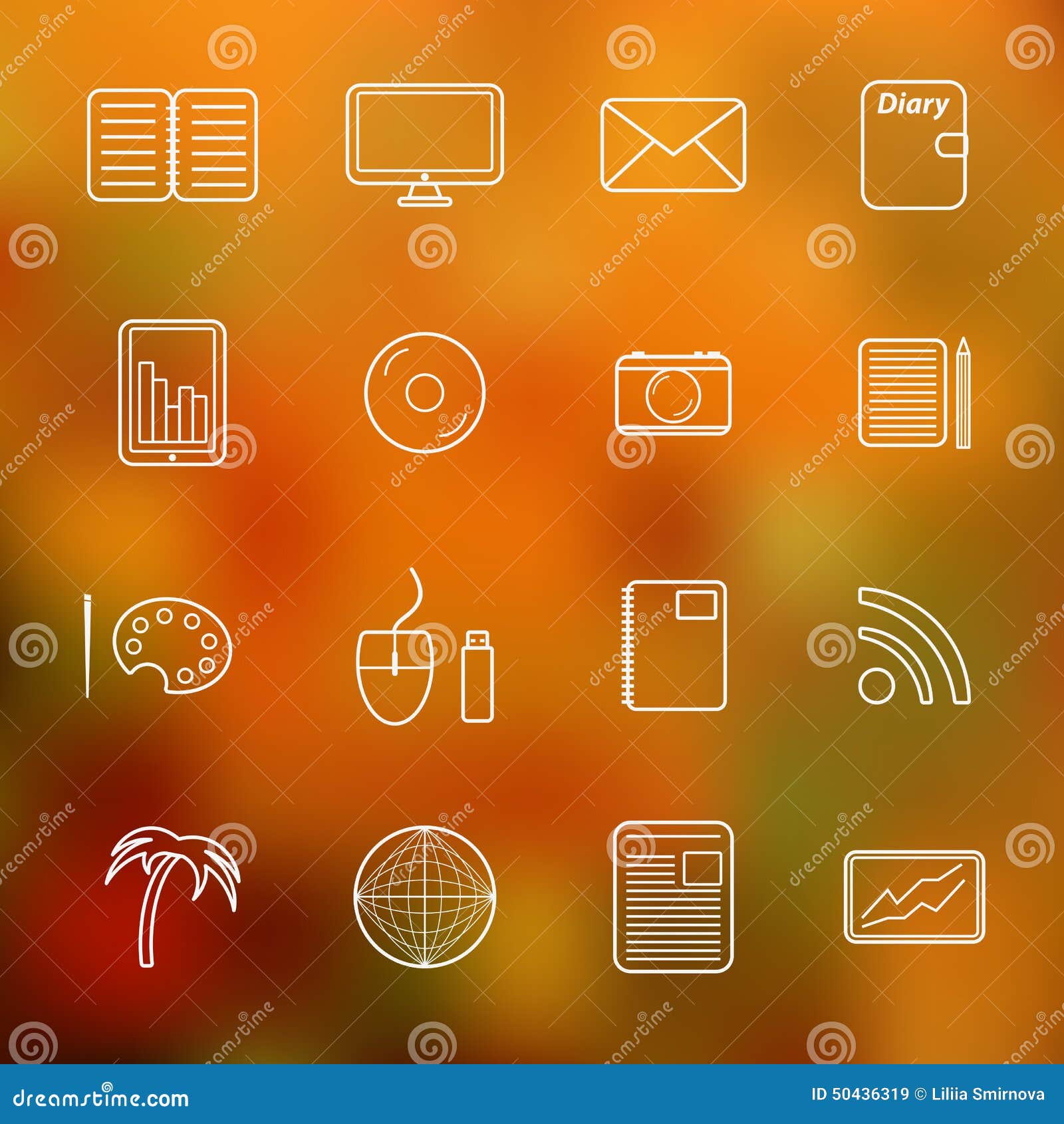 Set of Simple Thin Freelance Icons Stock Vector - Illustration of ...