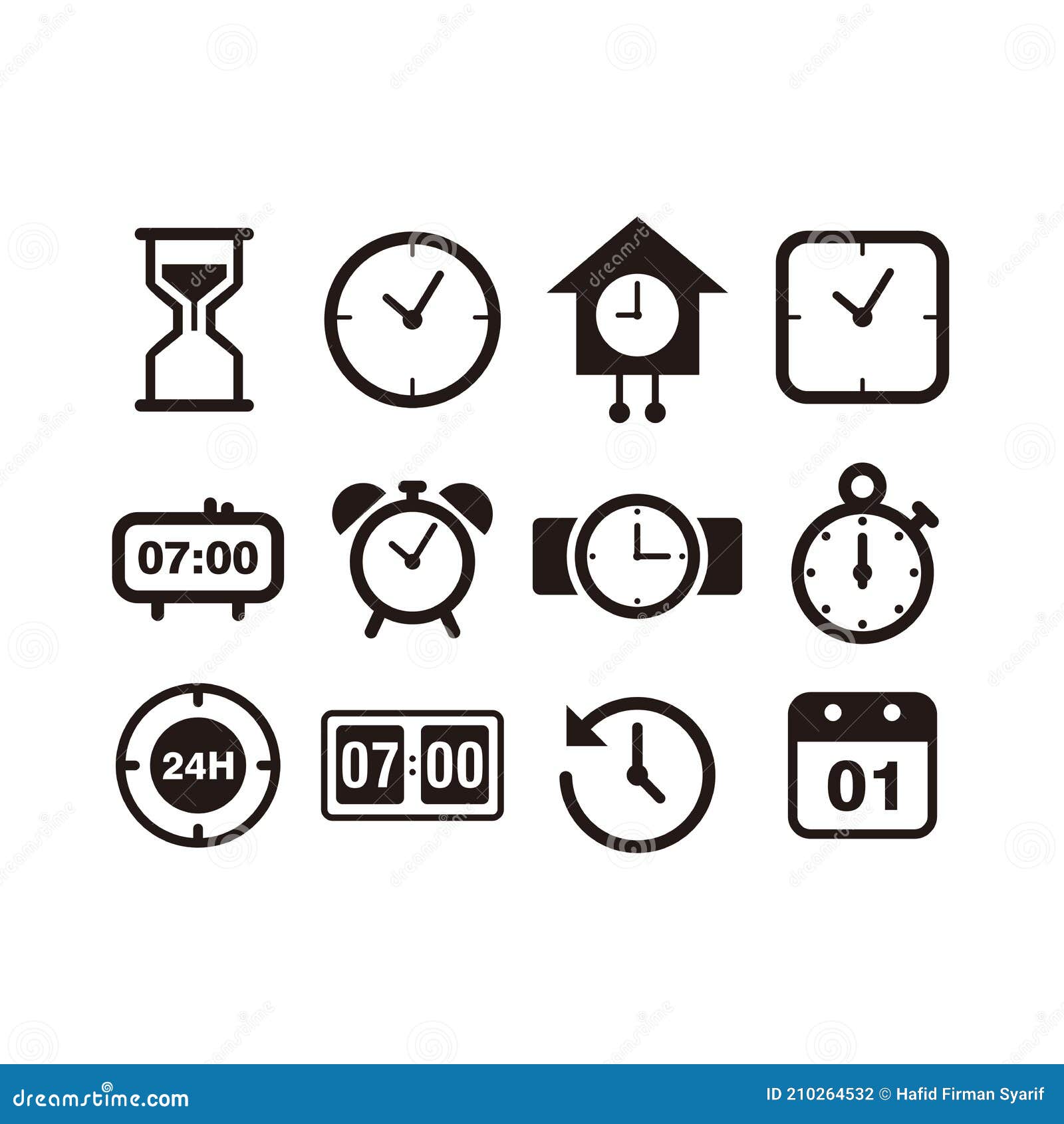Set of Simple Time Symbol Illustration Template Vector Stock Vector ...