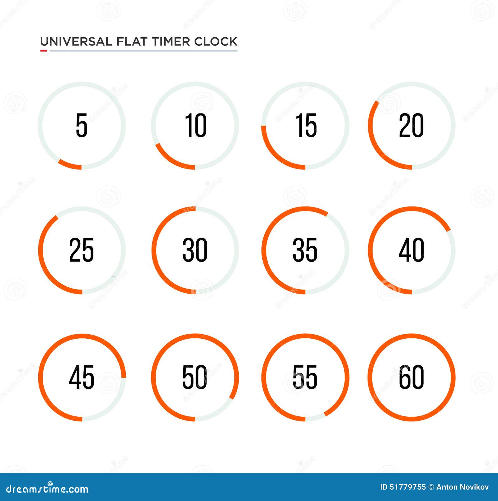 Set of simple timers stock vector. Illustration of minute - 51779755