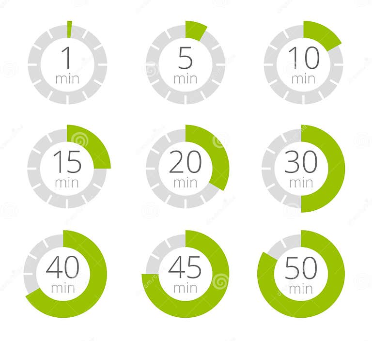 Set of simple timers stock vector. Illustration of green - 36200458
