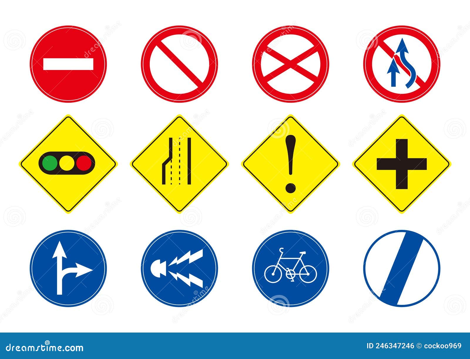 A Set of Simple Traffic Signs Stock Illustration - Illustration of ...