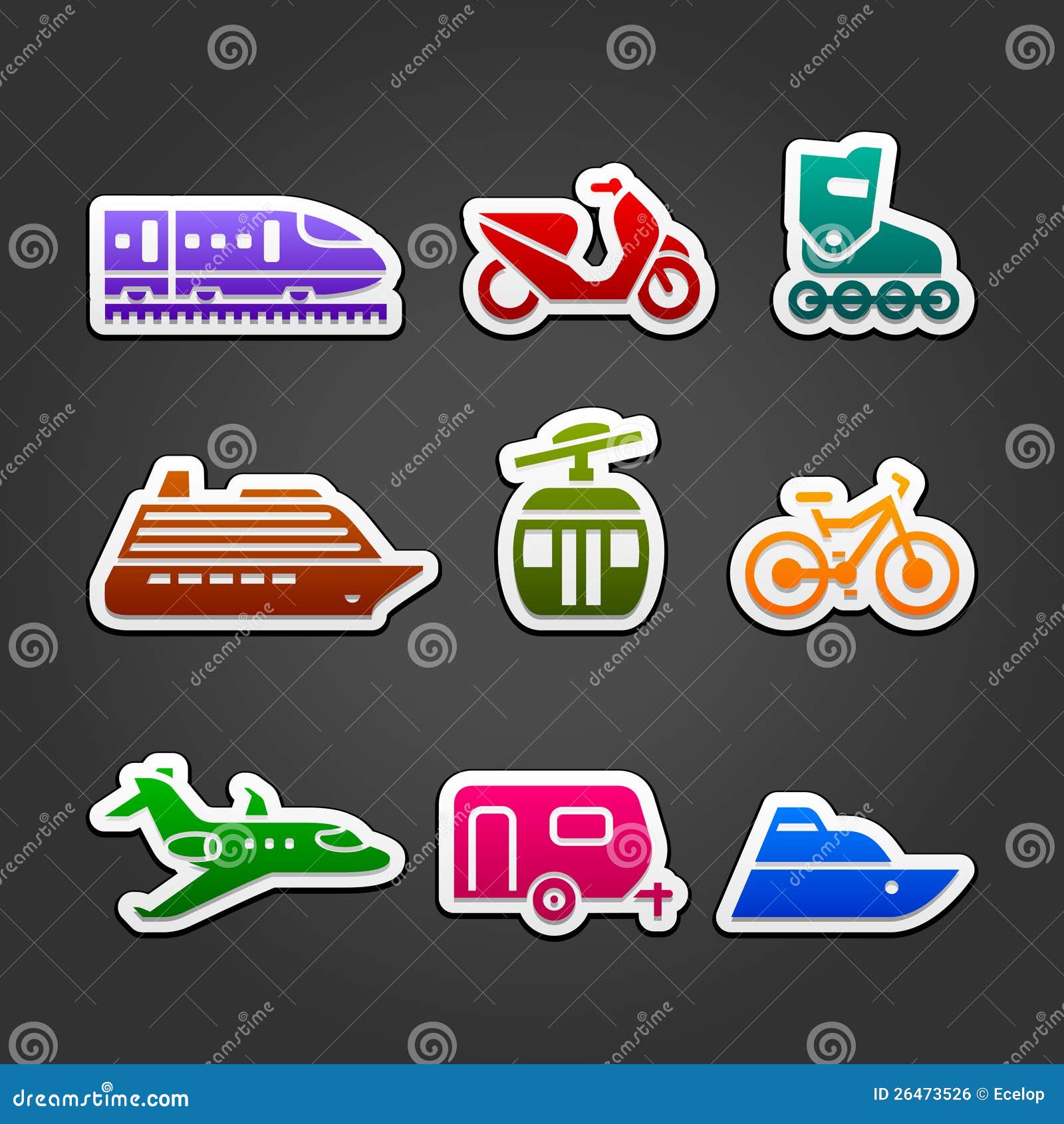 Set Simple Transportation Color Icons Stock Vector - Illustration of ...
