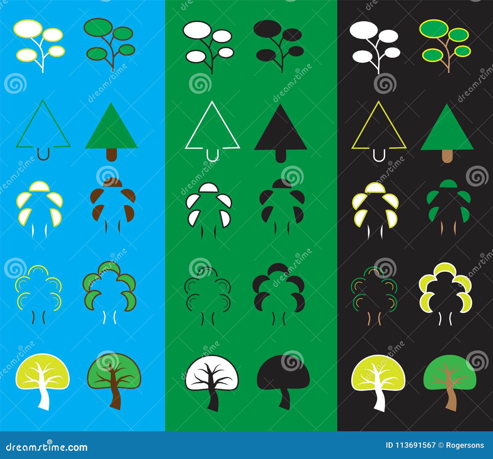 Set of Simple Tree Web Icons Stock Vector - Illustration of graphic ...