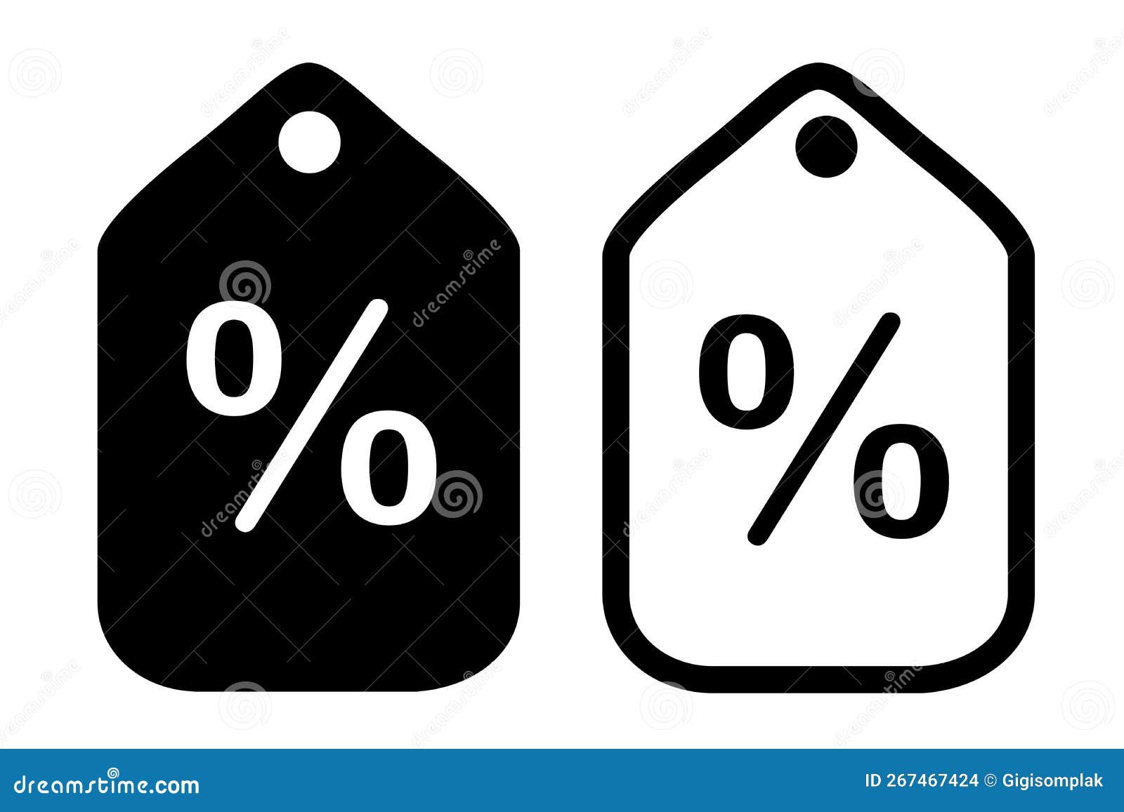Set 2 Simple Vector Icon Rectangle Tag Percentage Stock Illustration ...