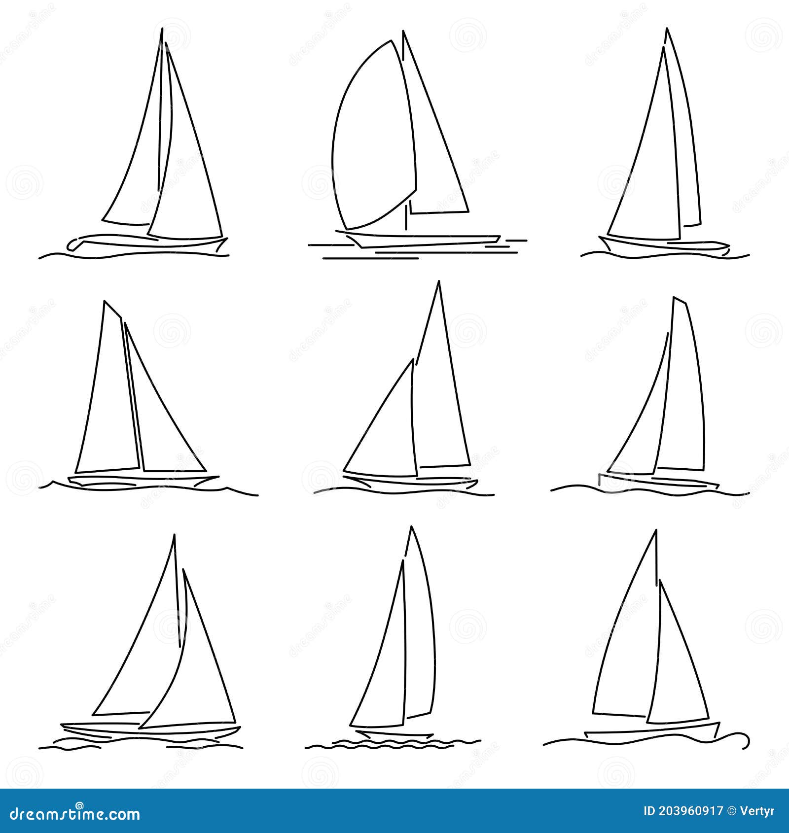 Triangular Sails Drawn Line Stock Illustrations – 4 Triangular Sails ...