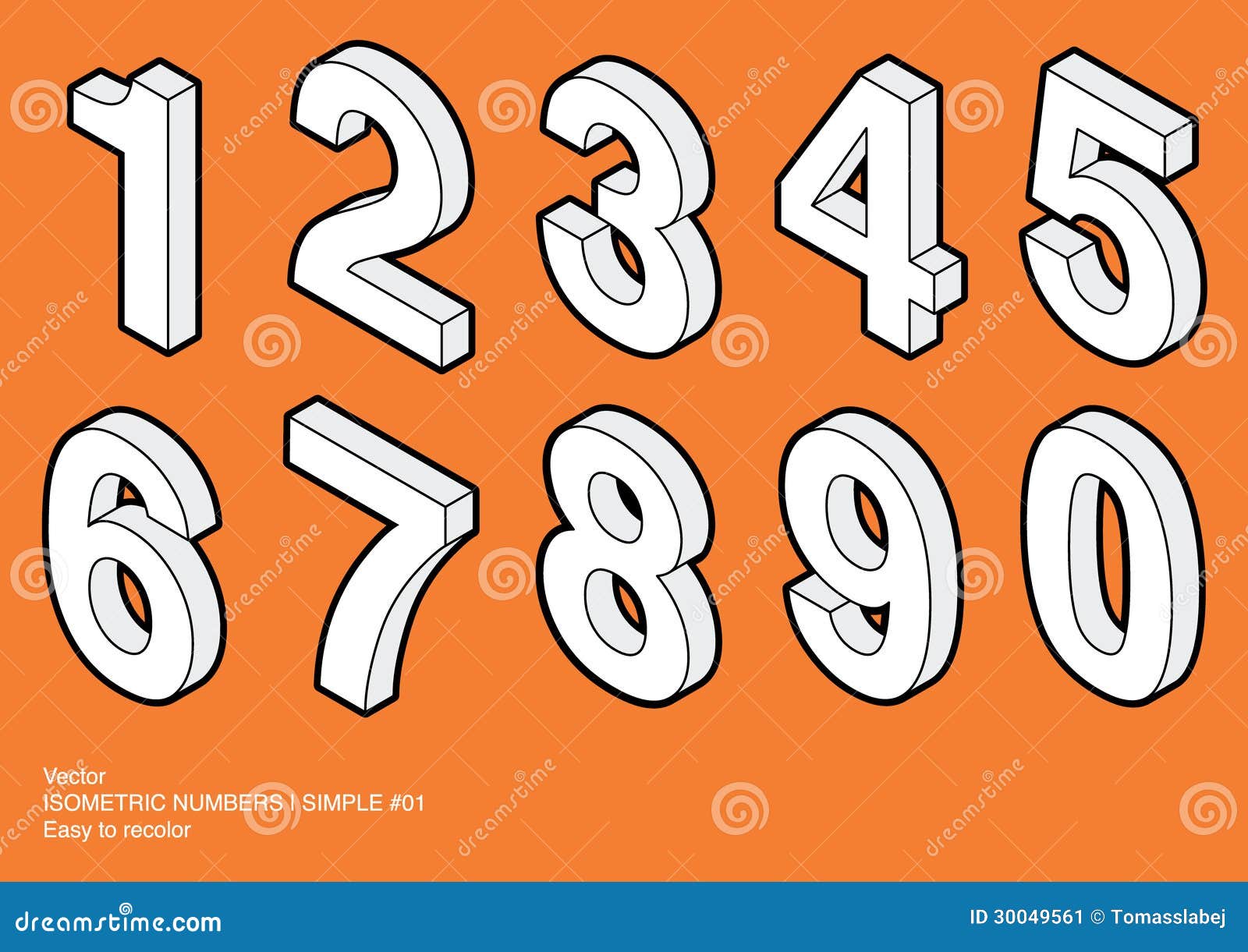 Isometric Numbers | Simple #01 Stock Vector - Illustration of isometric ...