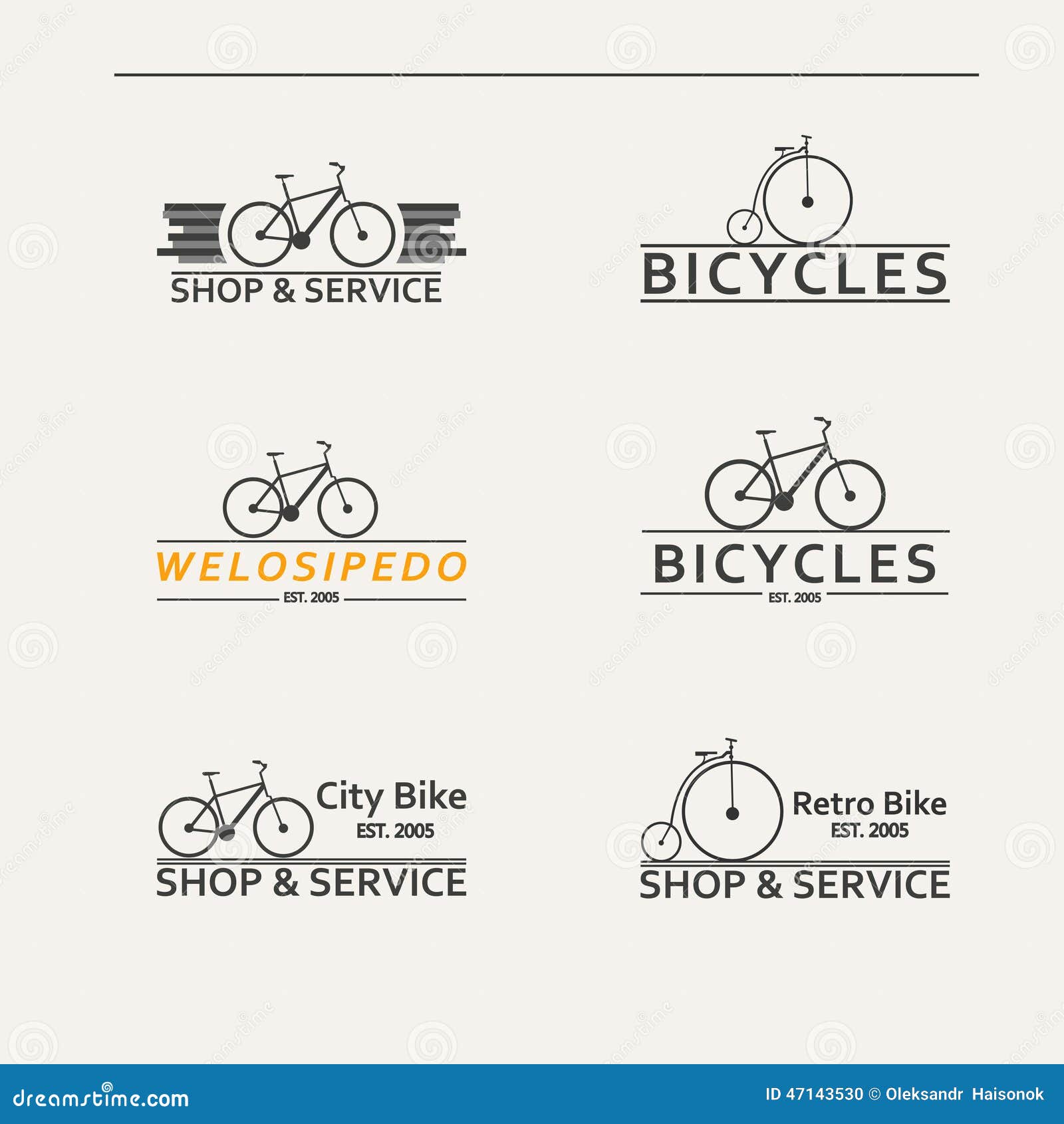 Set of Simple Vector Logos for Bicycles Stock Vector - Illustration of ...