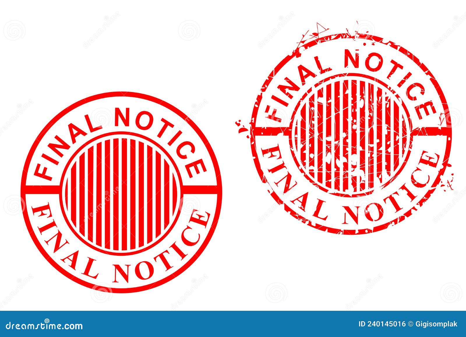 Set 2, Simple Vector Rusty Red Circle Rubber Stamp, Final Notice Stock ...