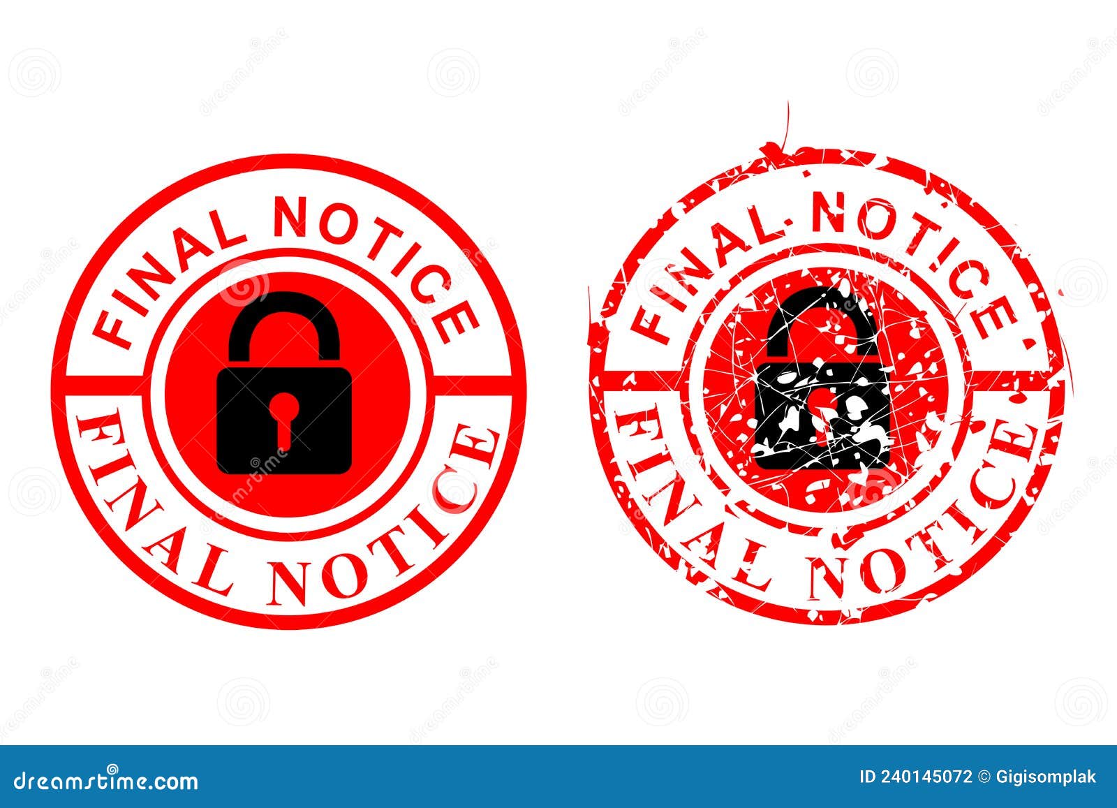 Set 2, Simple Vector Rusty Red Circle Rubber Stamp, Final Notice Stock ...