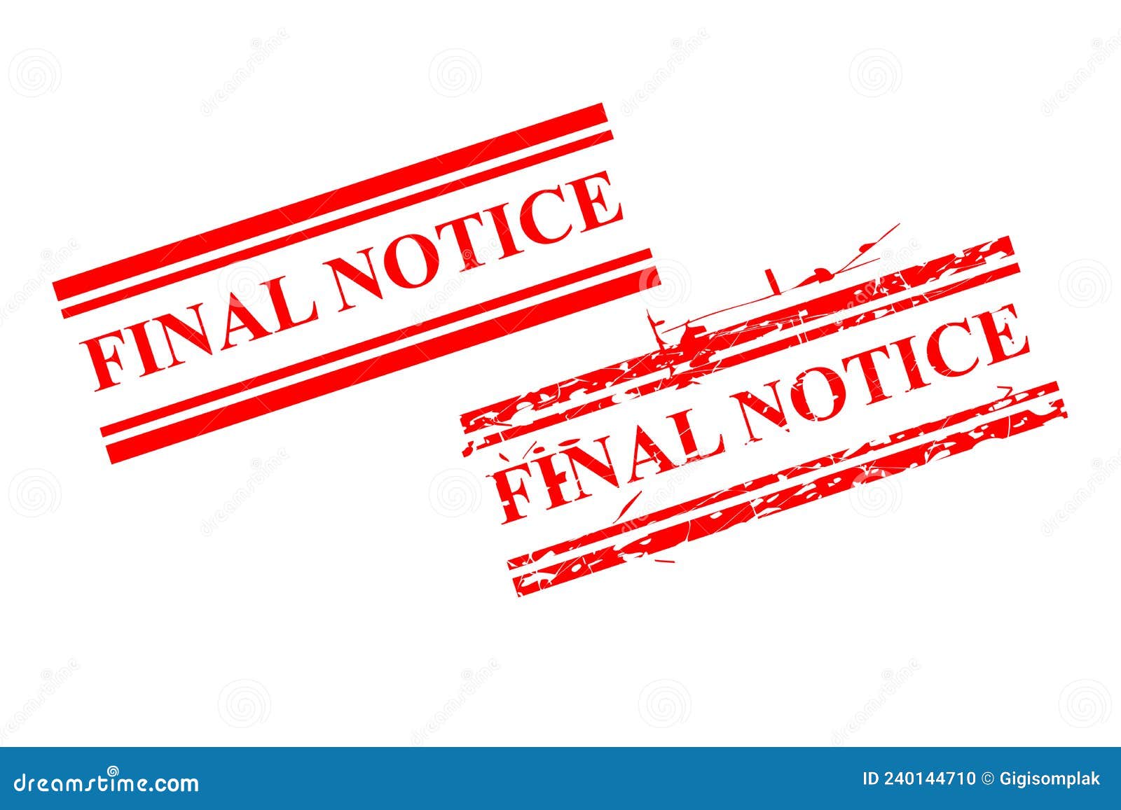 Set 2, Simple Vector Rusty Red Rectangle Rubber Stamp, Final Notice ...