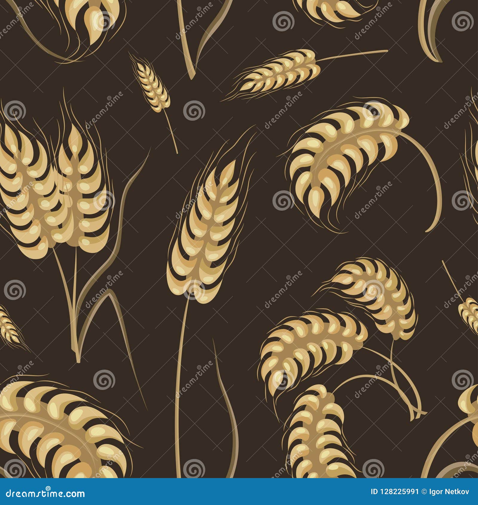Set Of Wheats Ears Icons And Wheat Design Elements. Harvest Wheat Grain ...