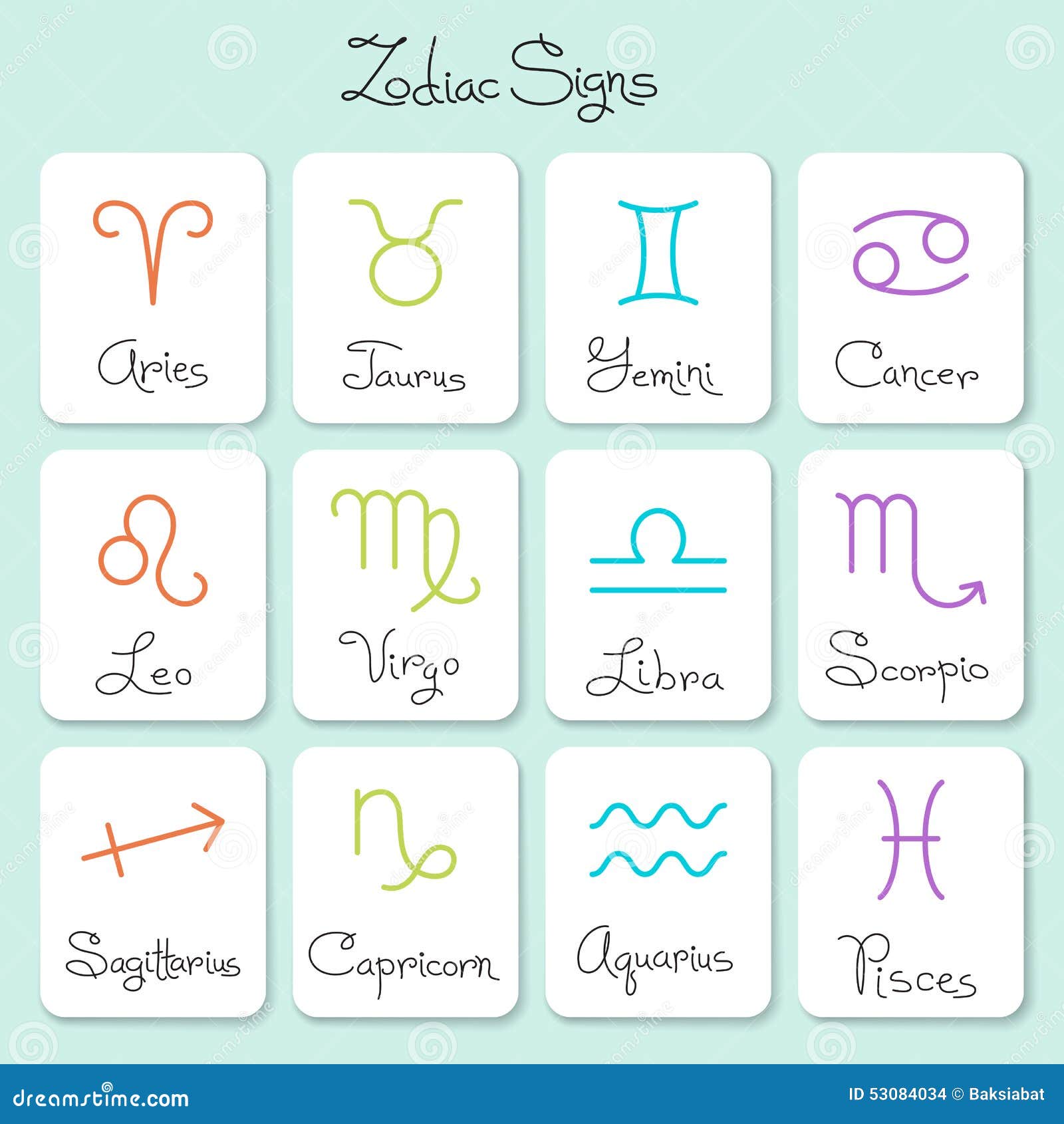 Set of Simple Zodiac Signs with Captions Stock Vector - Illustration of ...