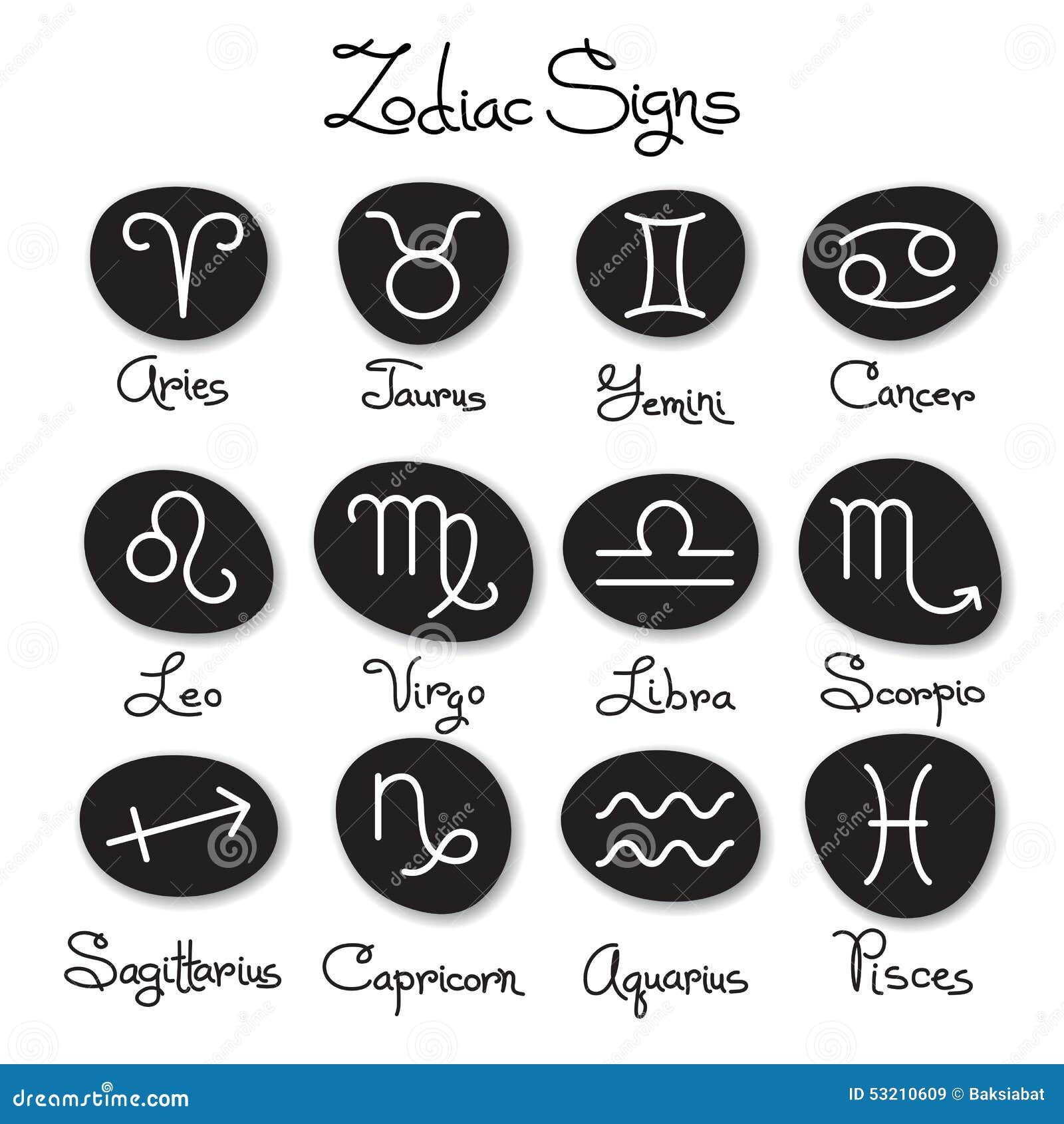 Set of Simple Zodiac Signs with Captions Stock Vector - Illustration of ...