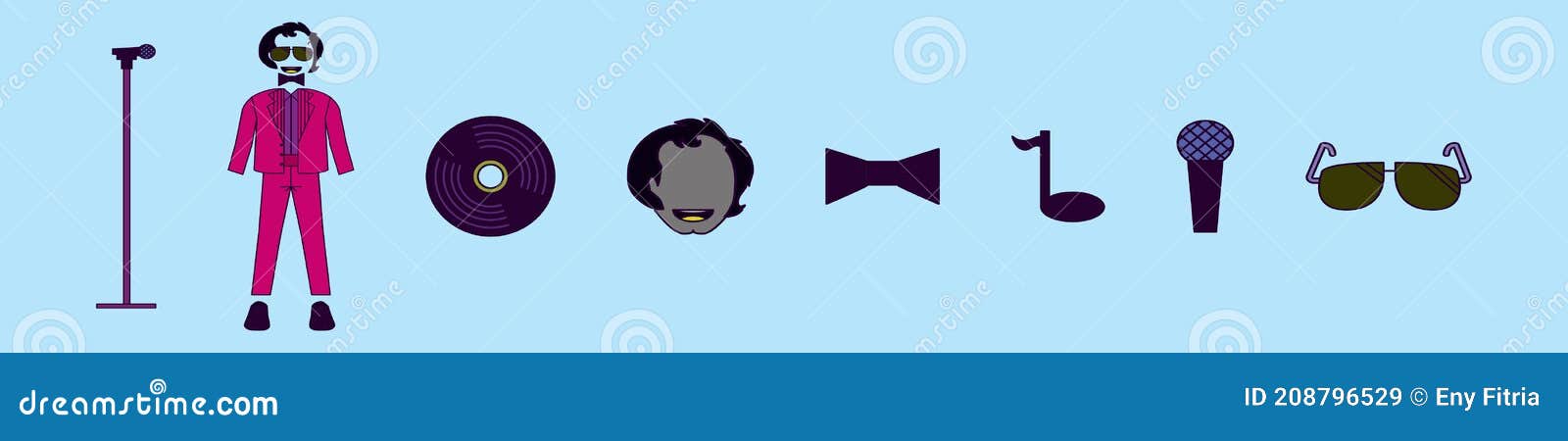 Set of Singer Cartoon Icon Design Template Stock Vector - Illustration ...