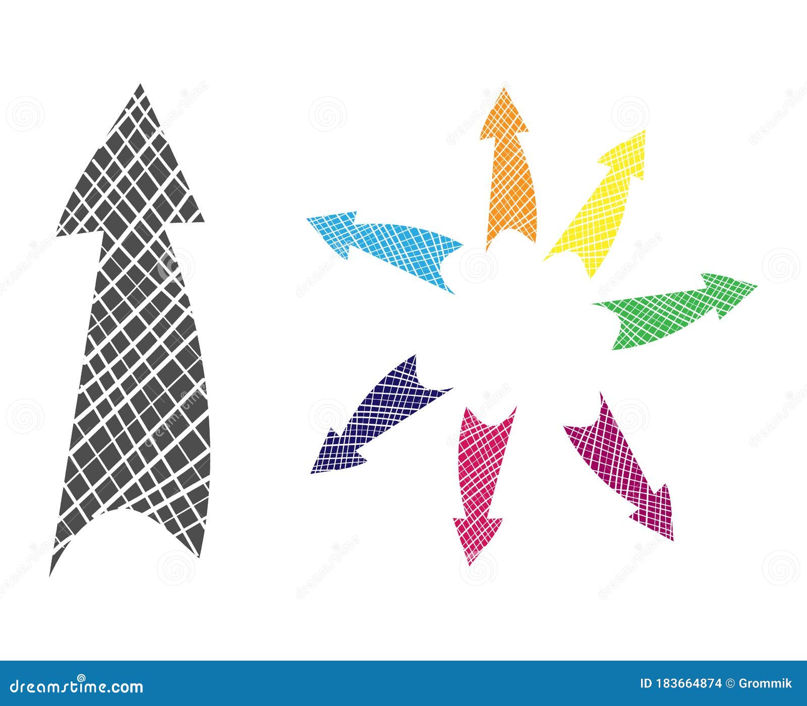 Set of Single Color Arrow in Doodle Style. Vector Drawing for Design ...